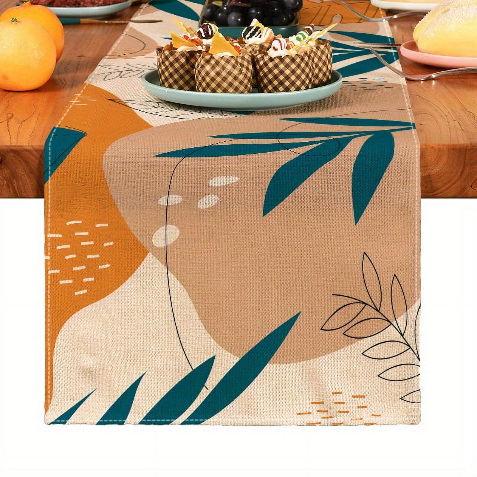 Simple Plant Printed Linen Table Runners Bohemia Dresser Scarf Table r ...