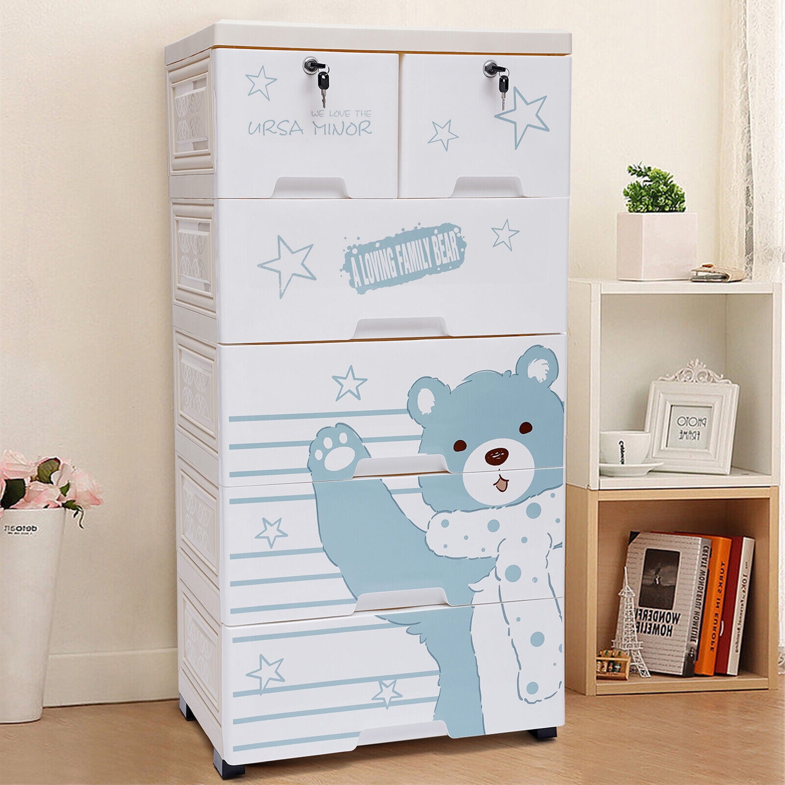 Simple Plastic Drawers Dresser, Food-Grade PP Storage Cabinet with 6 ...