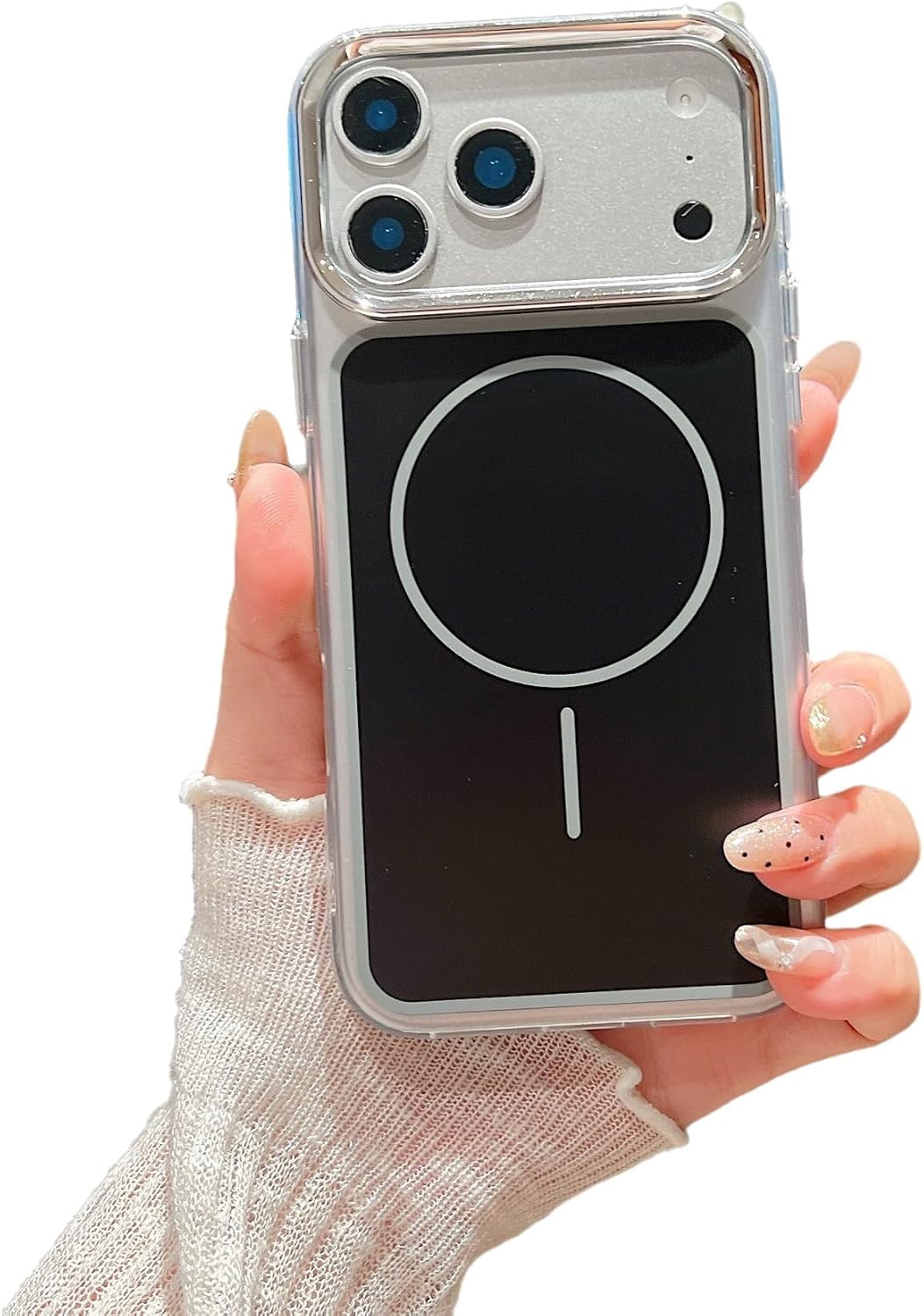 Simple Plating Magnetic Phone Case for iPhone, Compatible with (Black ...