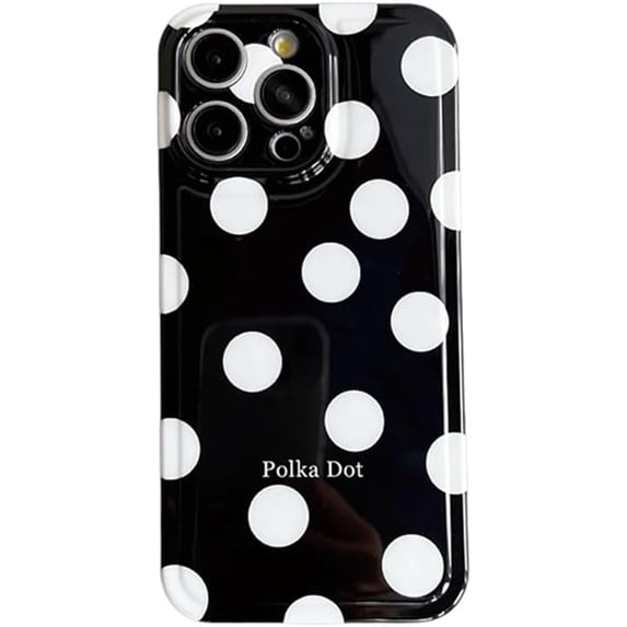 Simple Polka Dot Glossy Soft for iPhone Case (Black,iPhone 13 Pro Max ...