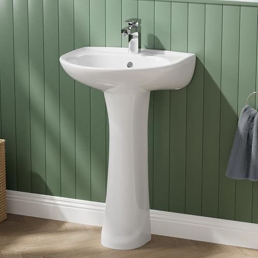 Simple Project Compact White U-Shape Pedestal Sink - 20"L x 17"W ...