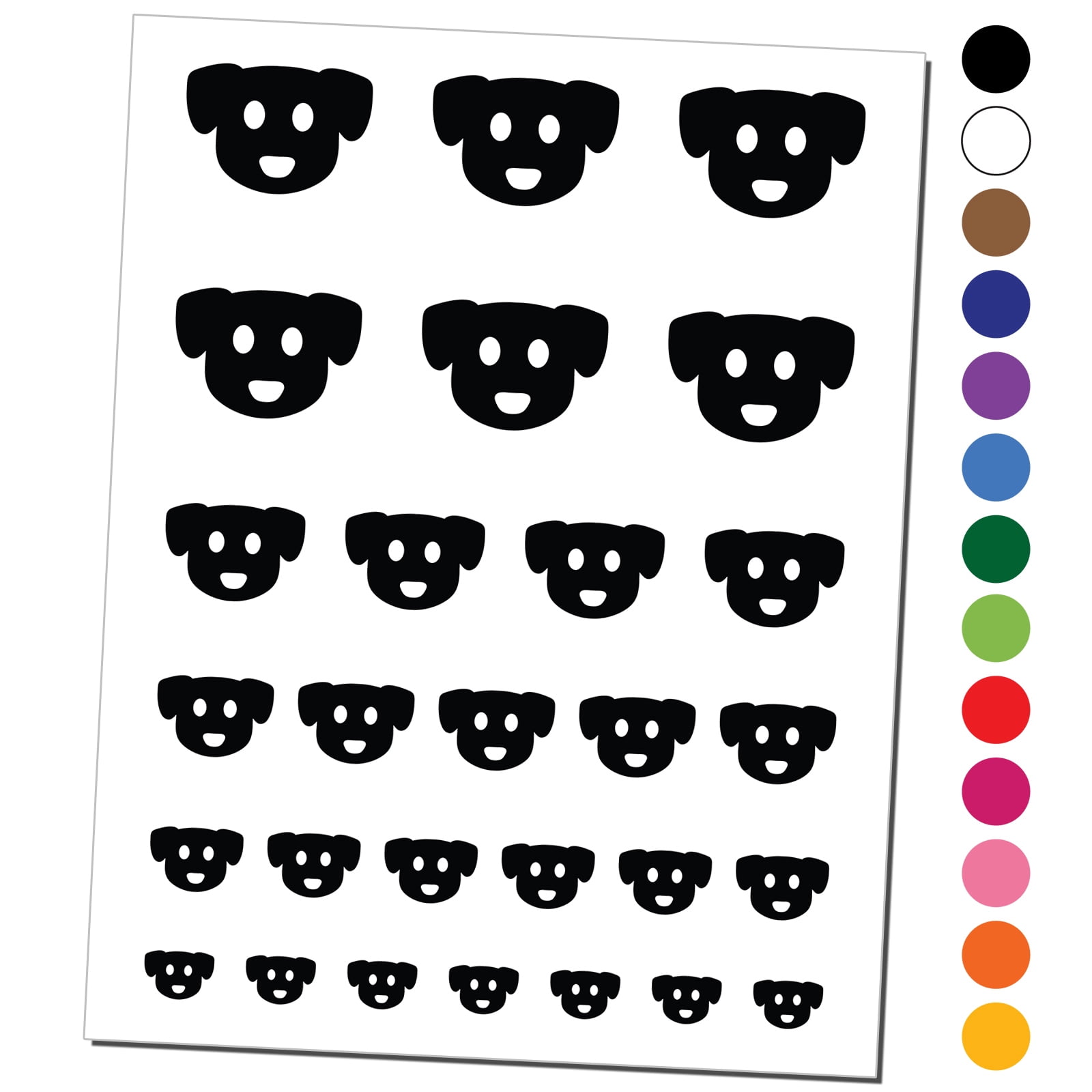 Simple Puppy Dog Head Icon Water Resistant Temporary Tattoo Set Fake ...