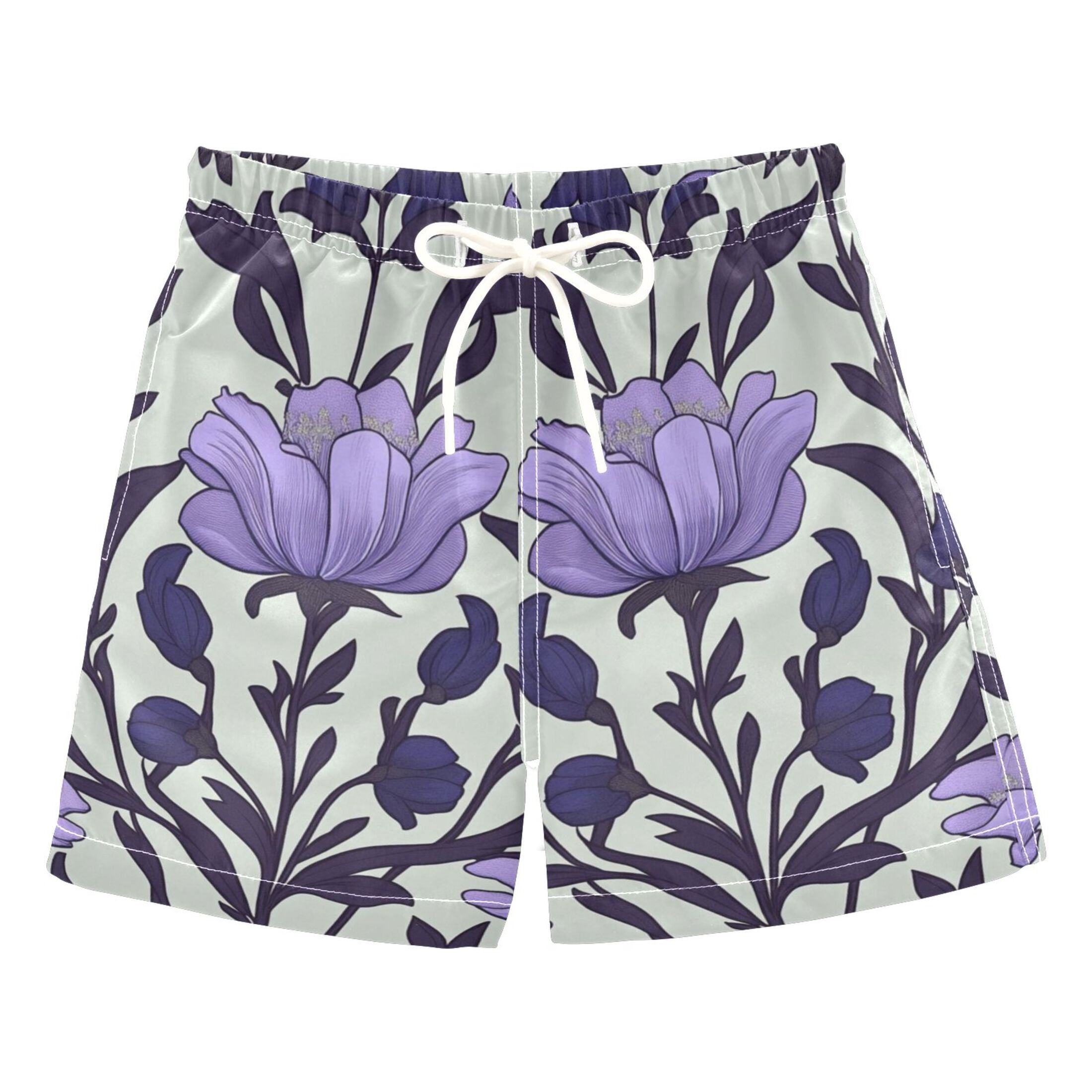 Simple Purple Flowers Boys Swim Trunks Quick Dry Boy Swim Shorts for 3 ...
