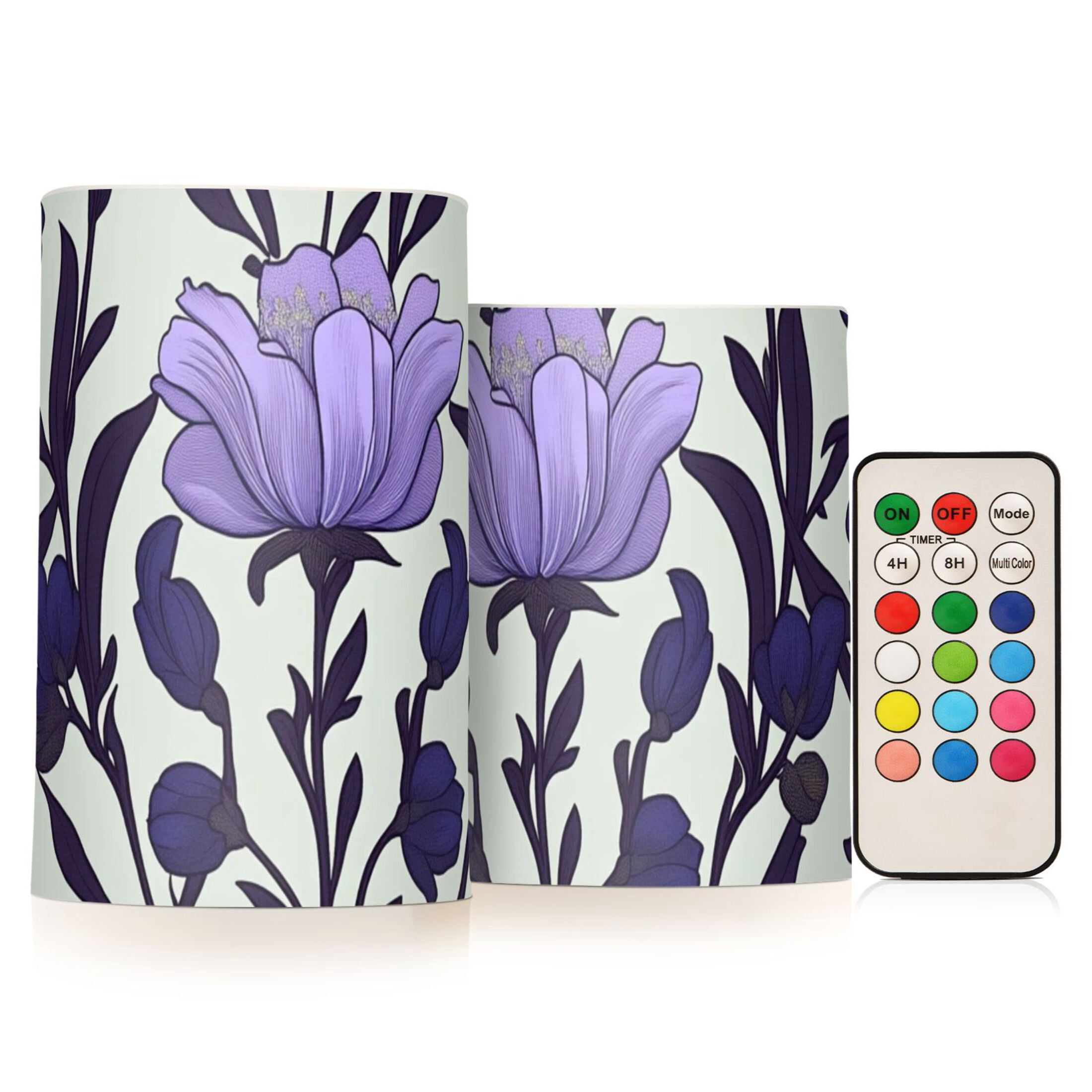 Simple Purple Flowers Flickering Flameless Candles Battery Operated ...