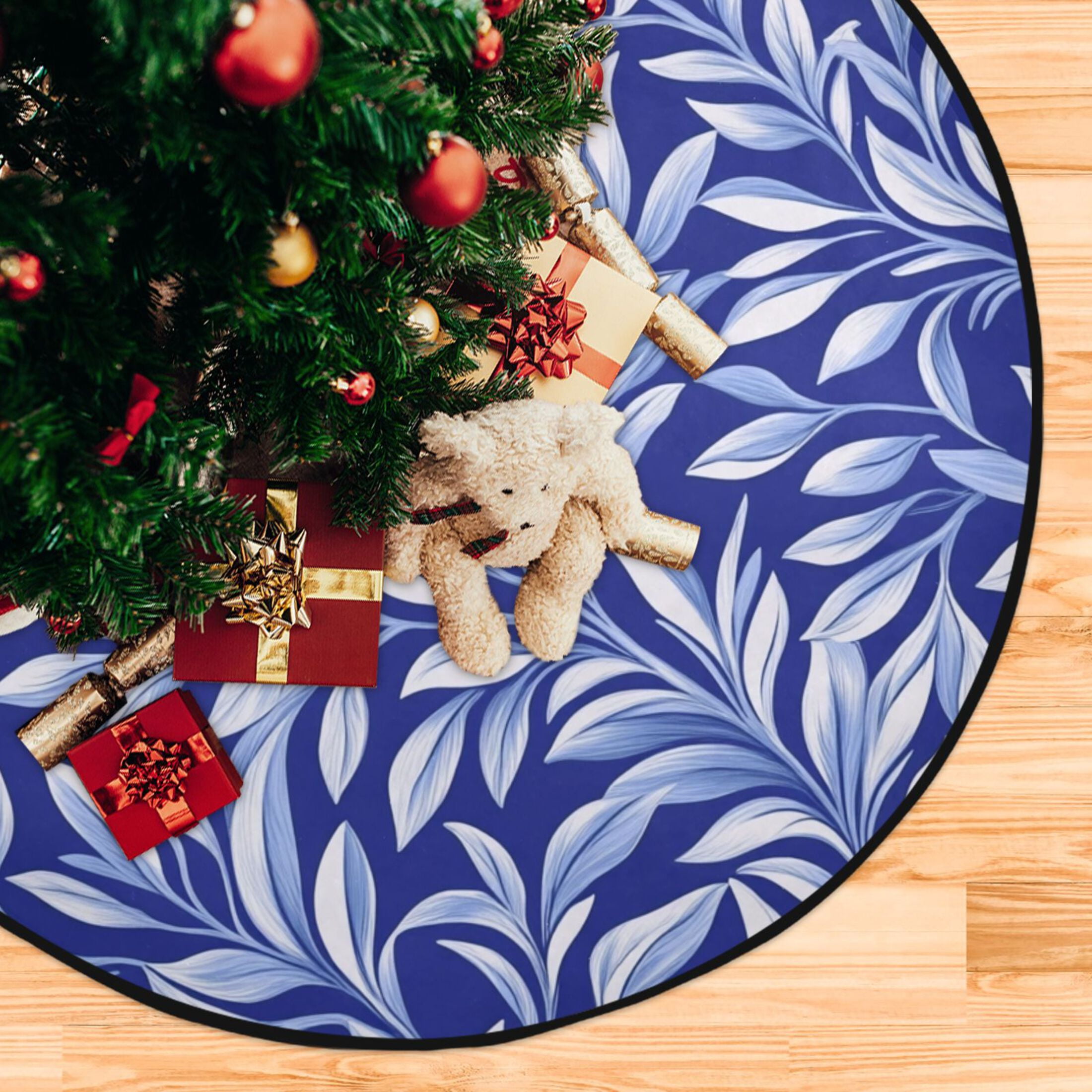 Simple Purple Leaf Christmas Tree Stand Mat Waterproof Floor Protection ...