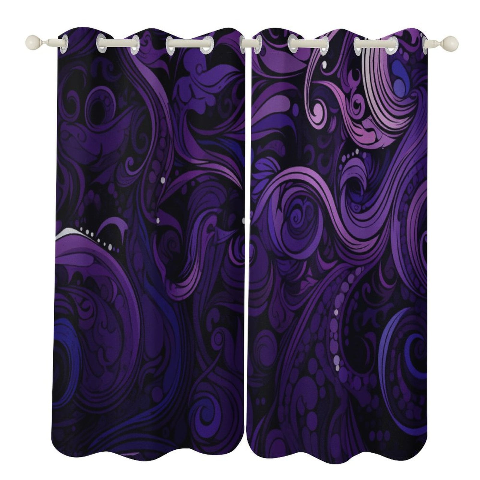 Simple Purple Ripple Modern Window for Living Room Curtains for Child ...