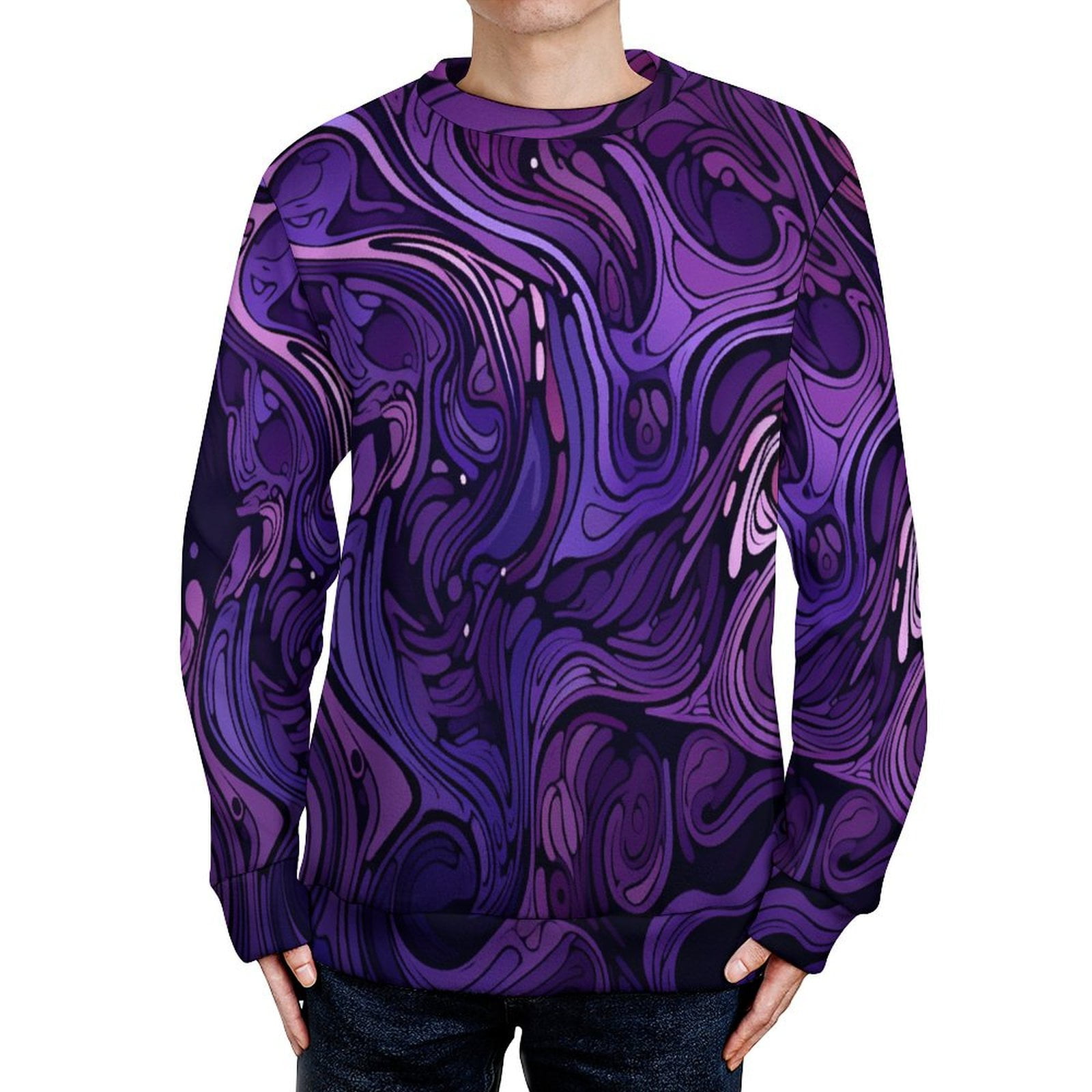 Simple Purple Ripple Neck Sweater - Walmart.com