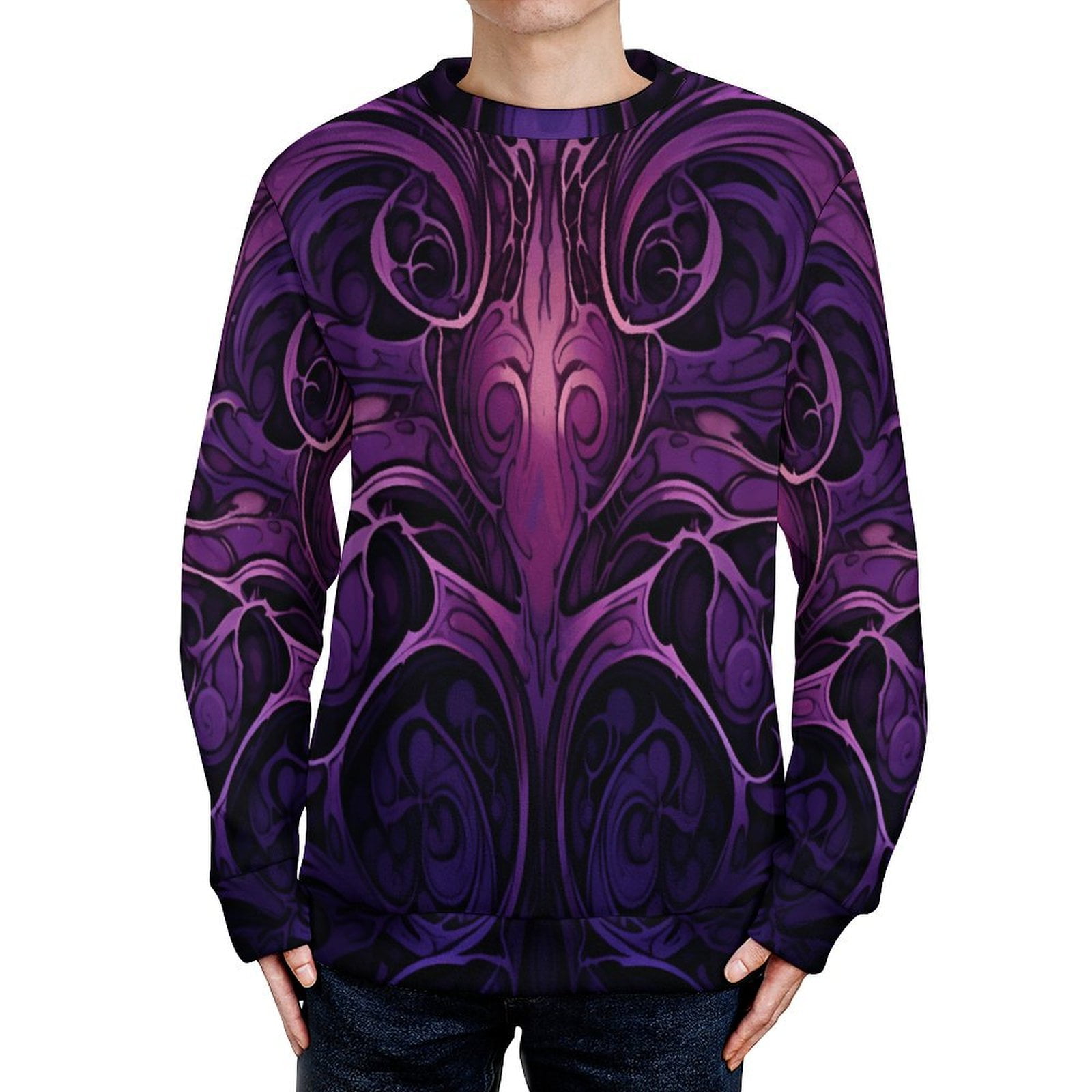 Simple Purple Ripple Neck Sweater - Walmart.com