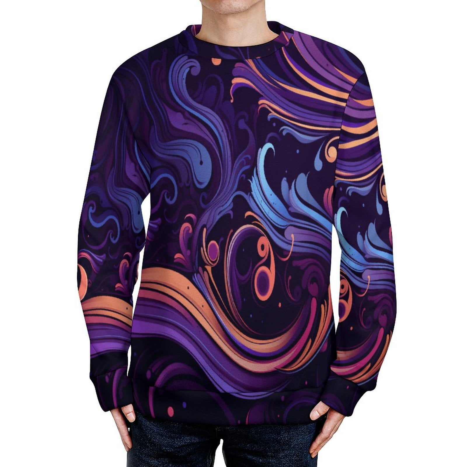 Simple Purple Ripple Neck Sweater - Walmart.com