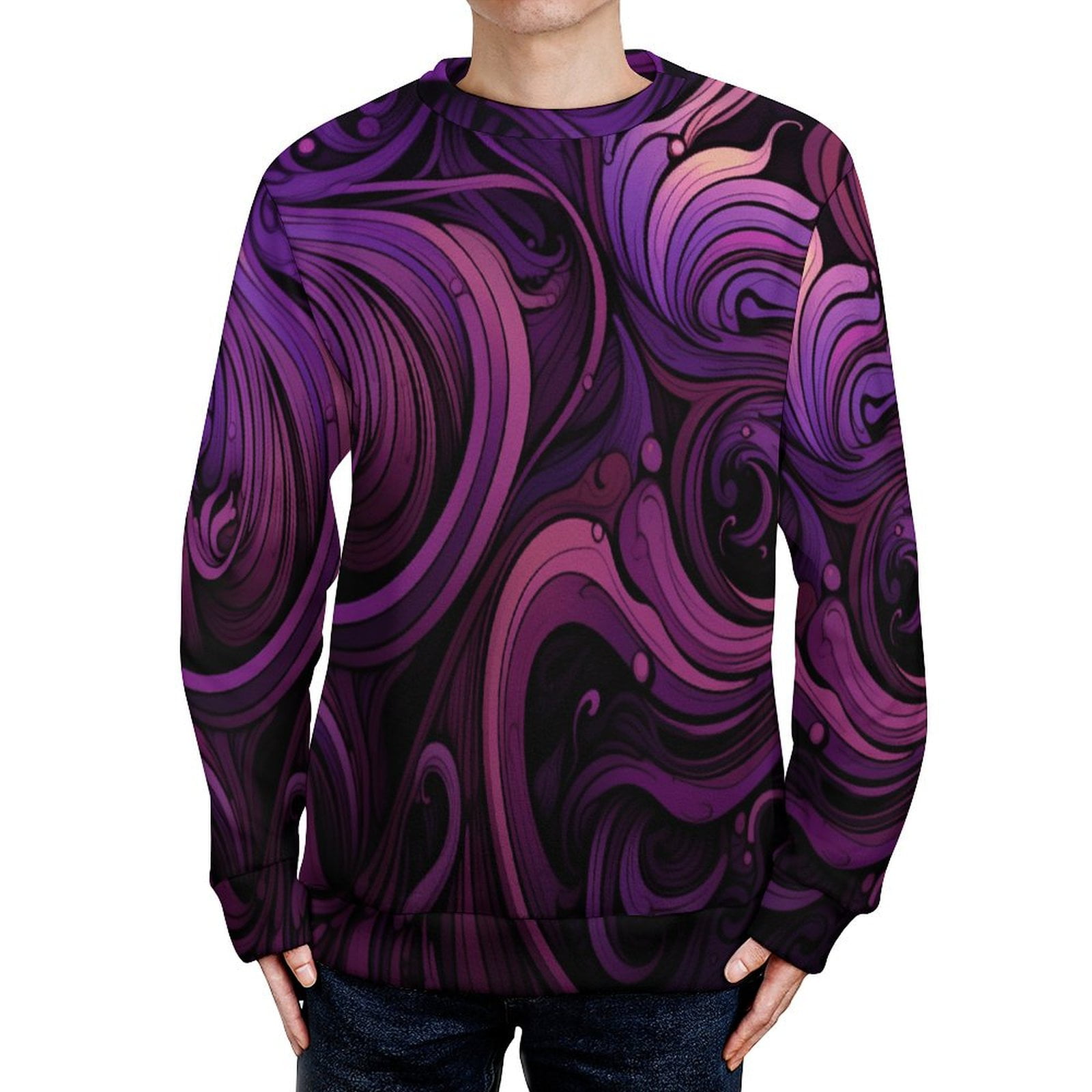 Simple Purple Ripple Neck Sweater - Walmart.com