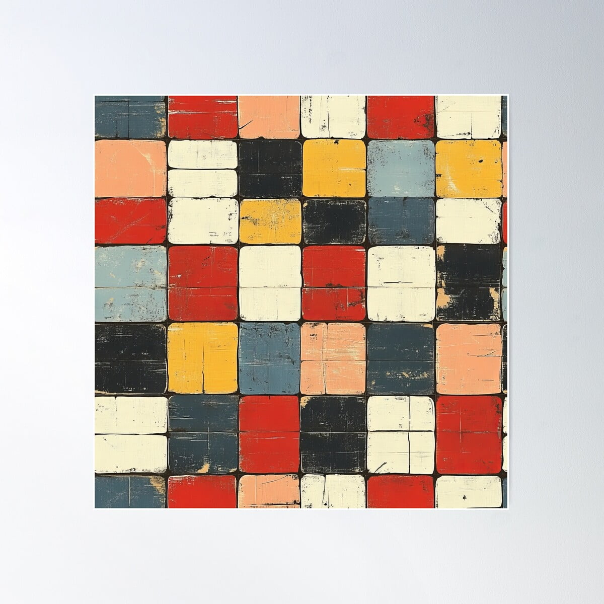 Simple Random Colored Squares Poster Wall Art, Modern Wall Decor For ...