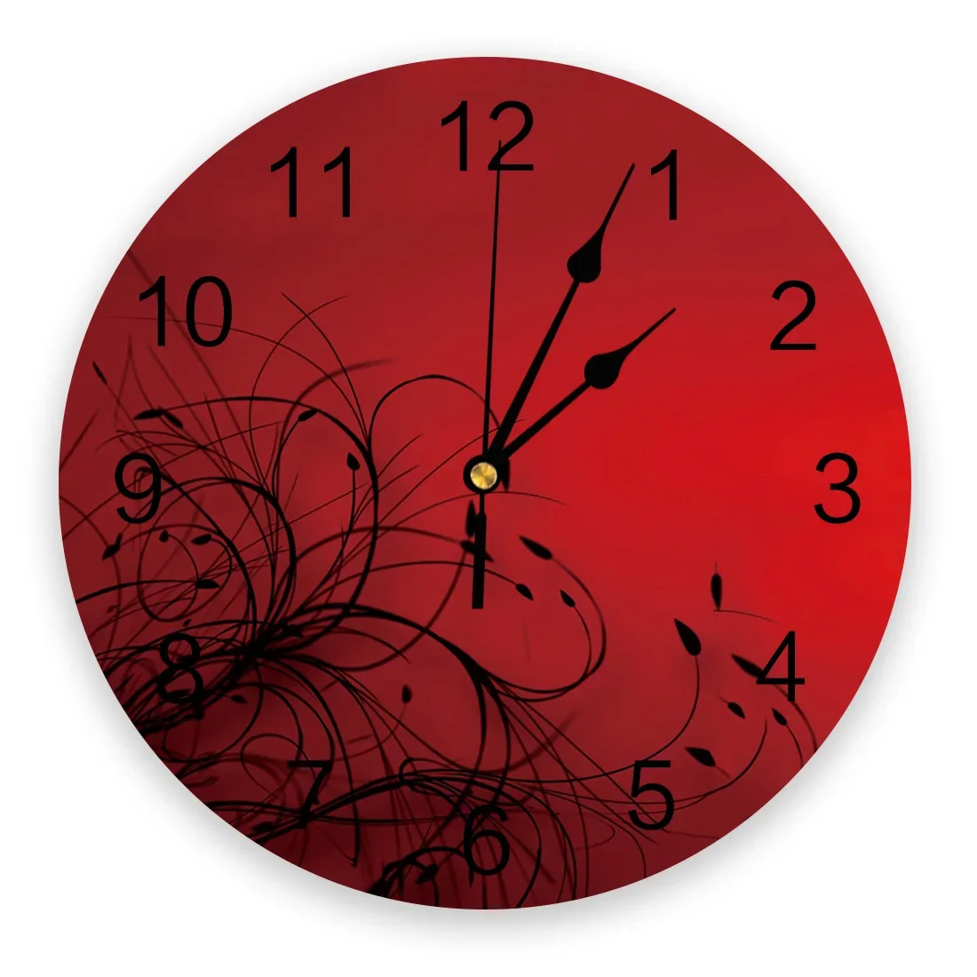 Simple Red Black Gradient Abstract Flowers New Wall Clock Fashion ...