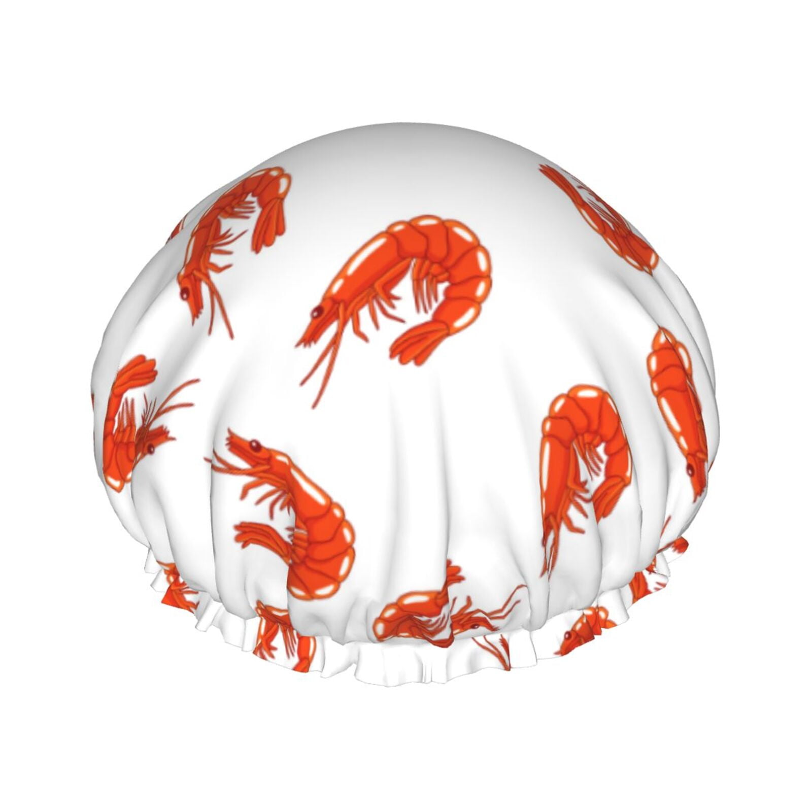 Simple Red & White Lobster Print Shower Cap, Double Layers Shower Cap ...
