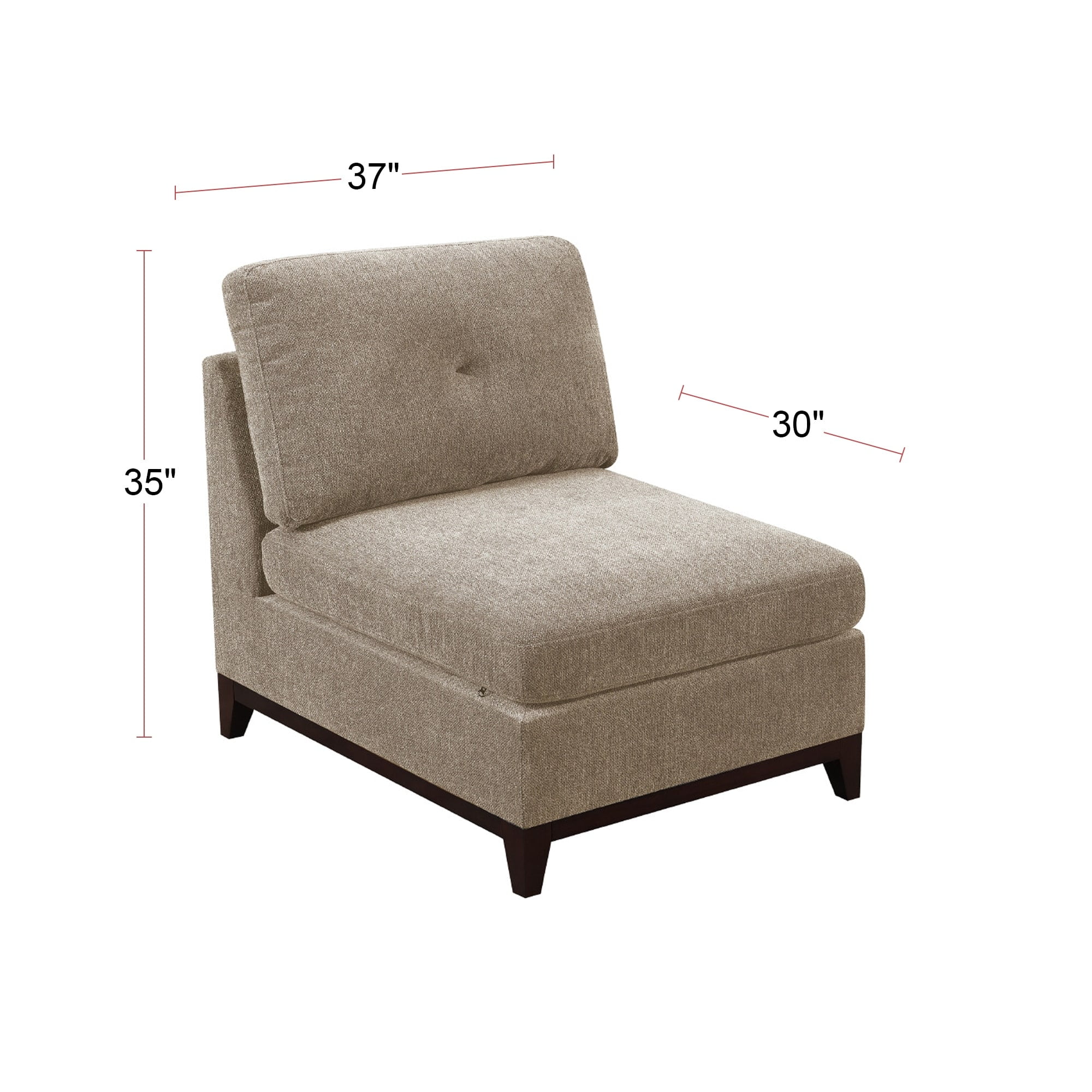 Simple Relax Camel Chenille Sectional Modular Armless Chair Symmetrical ...