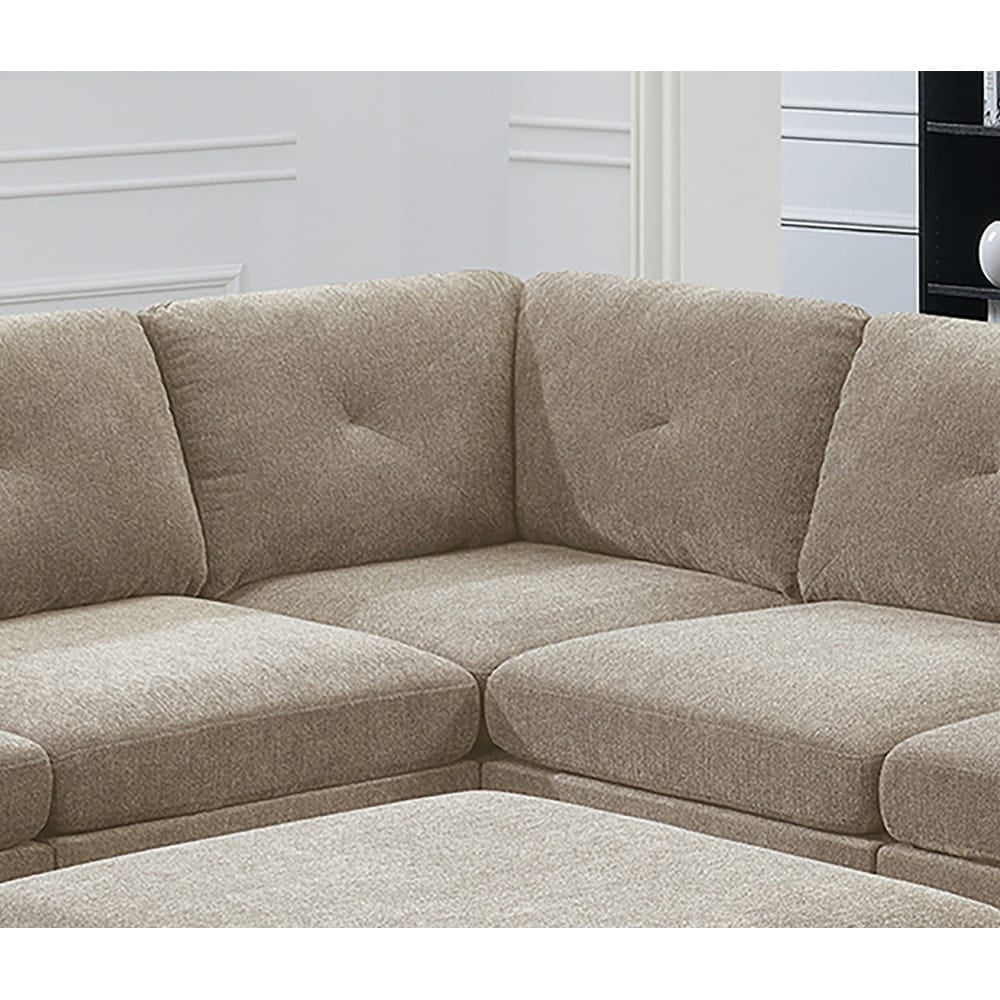 Simple Relax Camel Chenille Sectional Modular Corner Sofa Symmetrical N ...