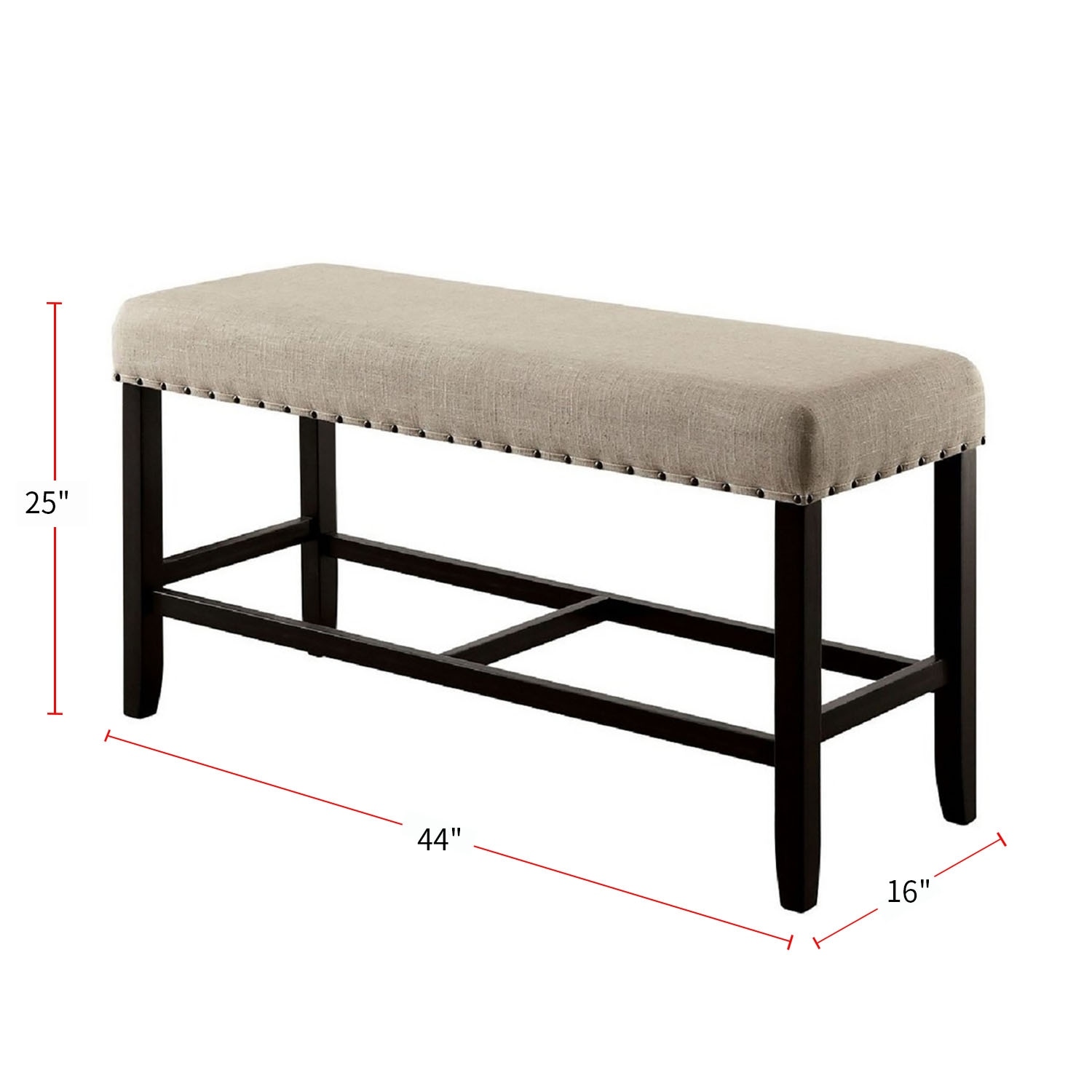 Simple Relax Counter Height Seating Bench Antique Black/Beige Beige ...