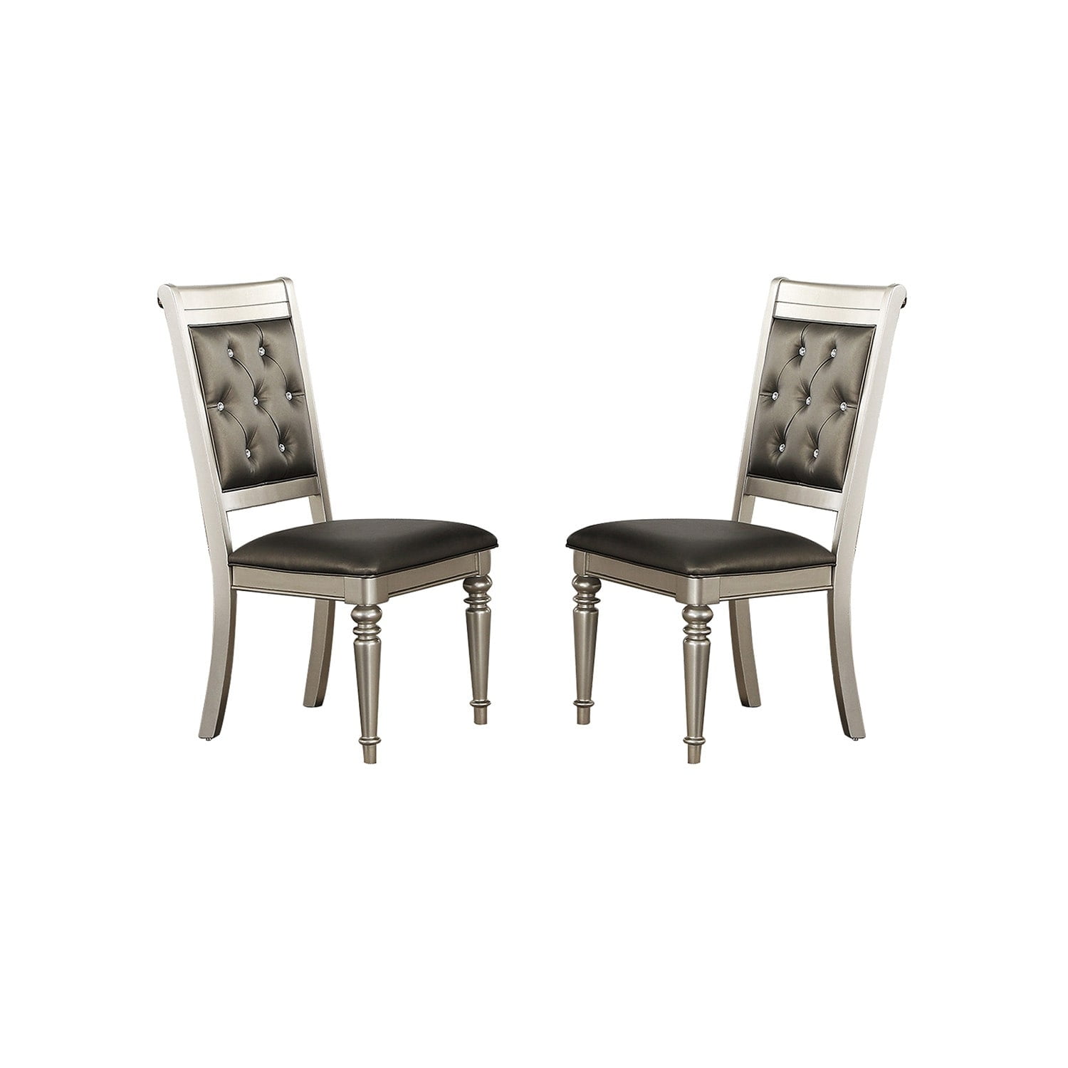 Simple Relax Dining Chairs With Tufted Back, Silver(Set Of 2) - Walmart.com