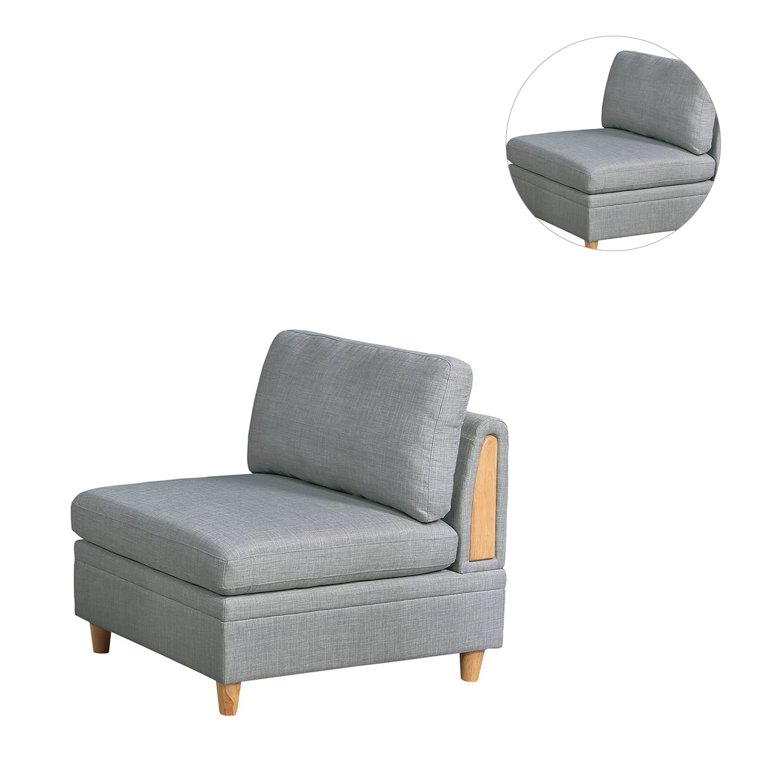 Simple Relax Dorris Fabric Upholstered Modular Armless Chair with Solid ...