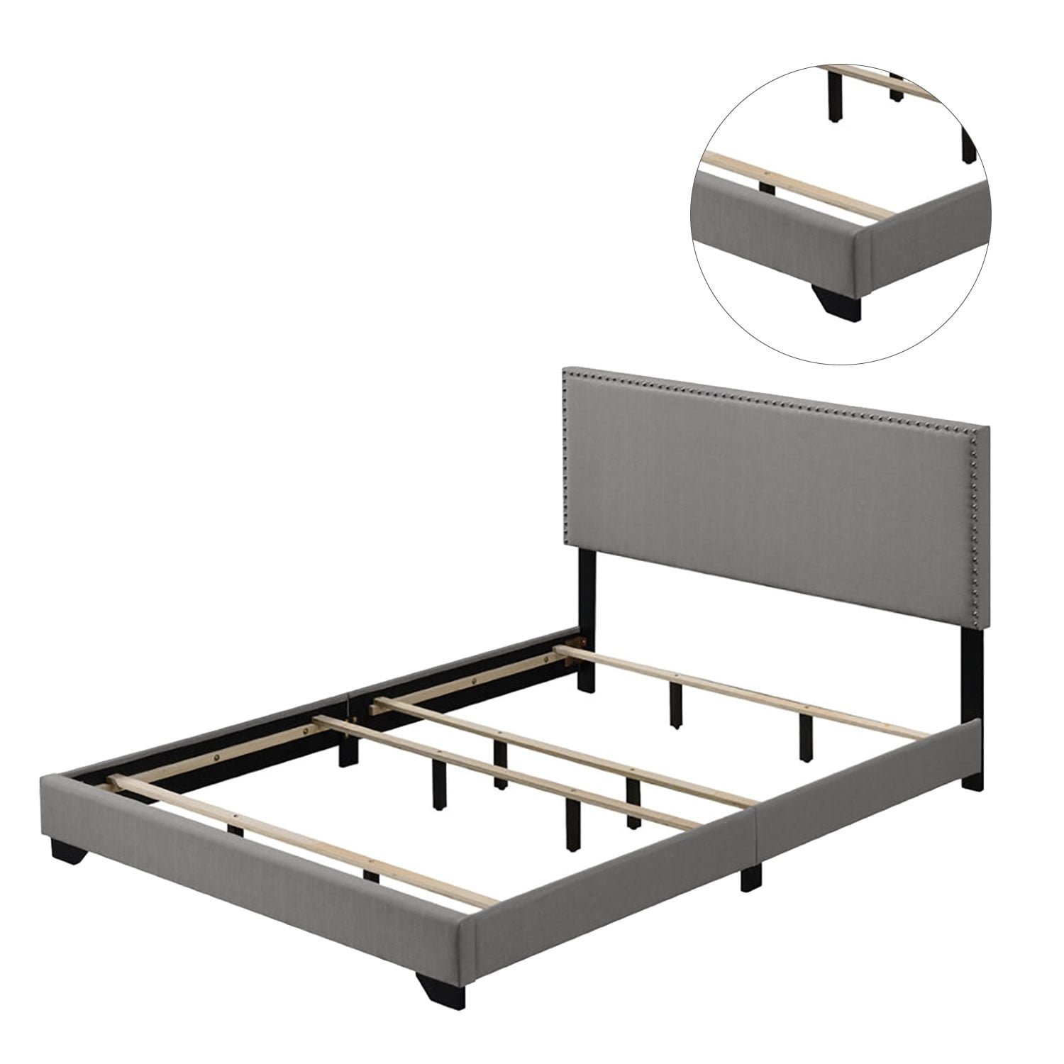 Simple Relax Fabric Upholstered Queen Bed Light Gray - Walmart.com