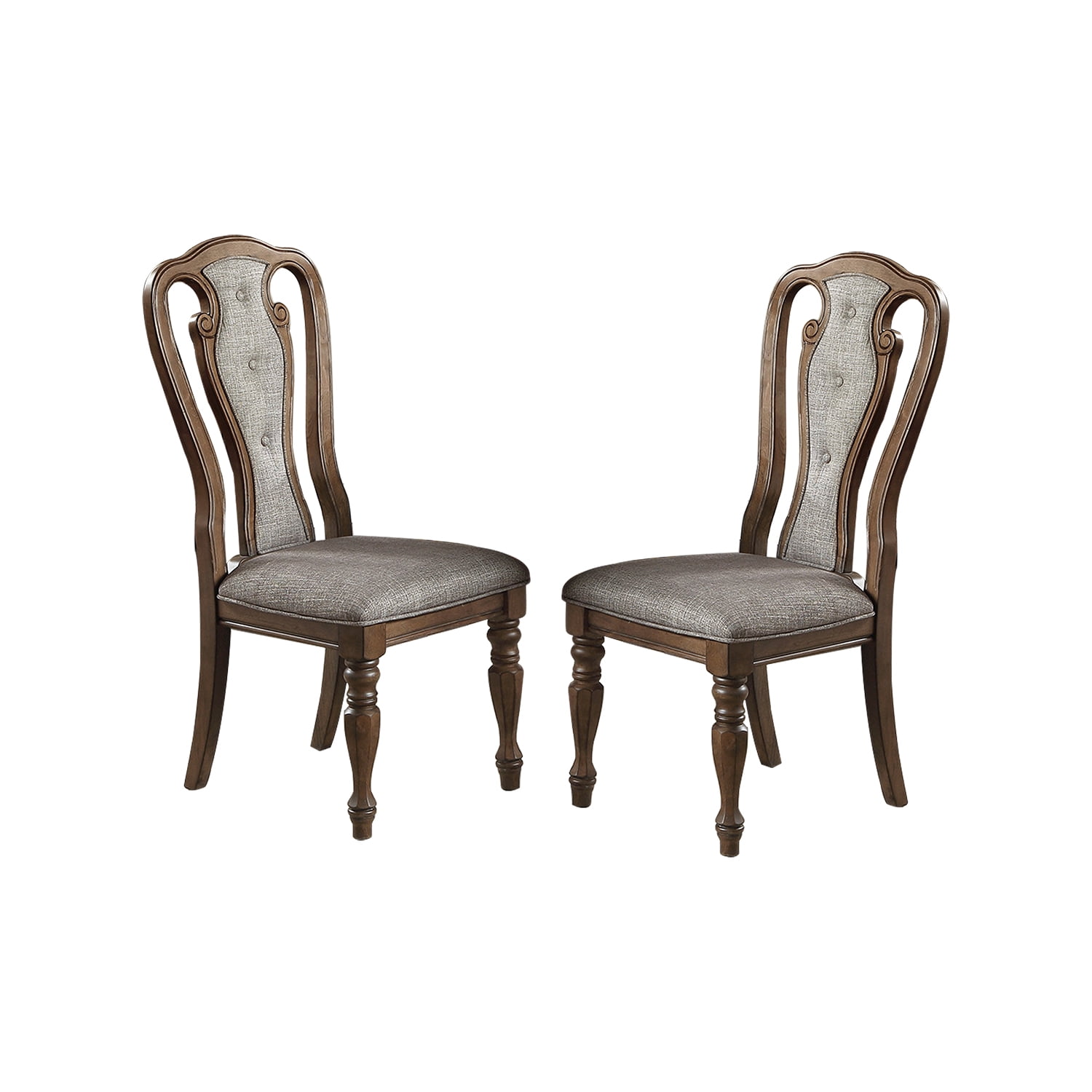 Simple Relax Fabric Upholstery Dining Chair, Set of 2 Brown N/A ...