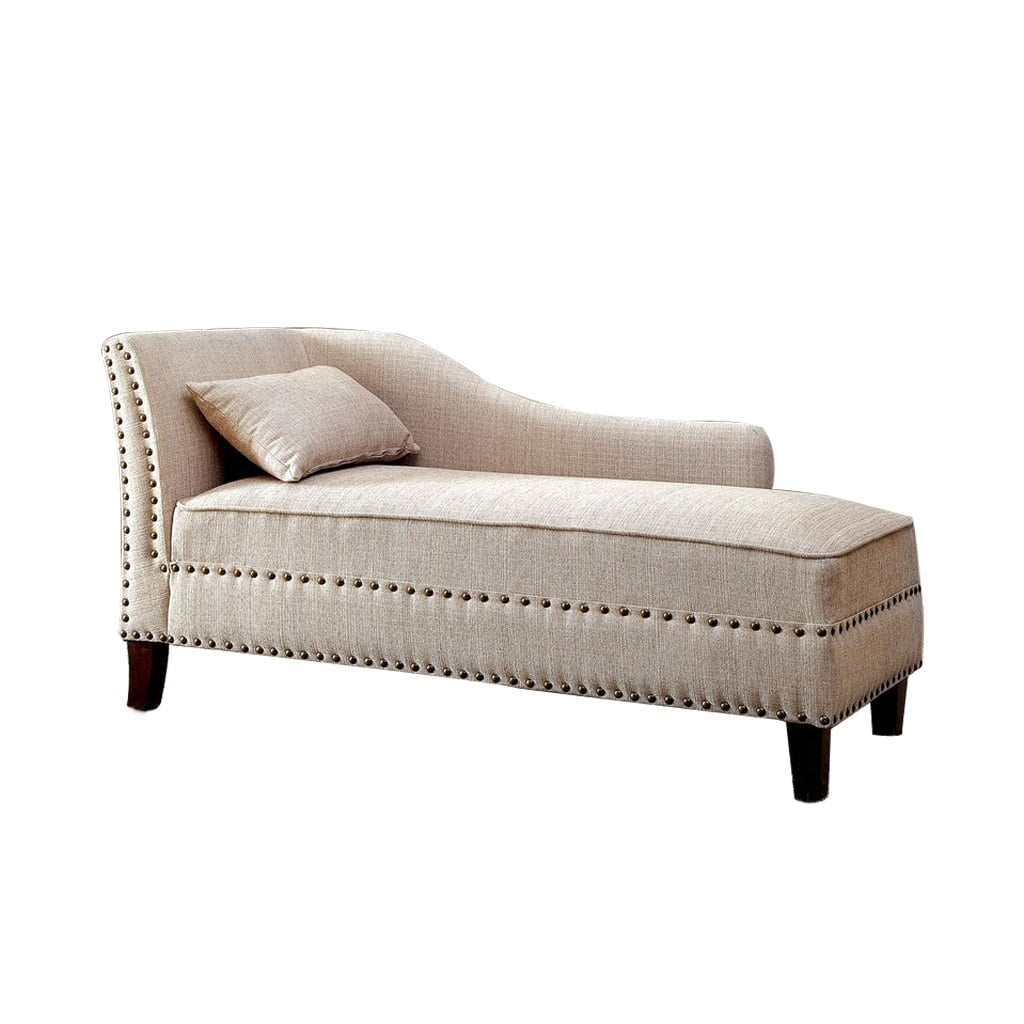 Simple Relax Fabric and Wood Chaise in Beige Finish Beige - Walmart.com