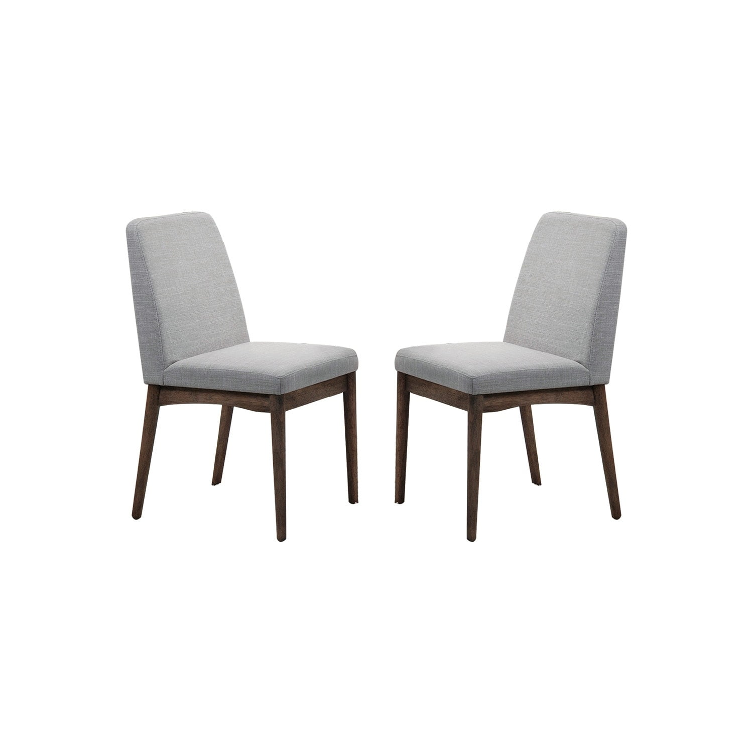 Simple Relax Grey Fabric Upholstered Dining Chair, Brown(Set of 2 ...