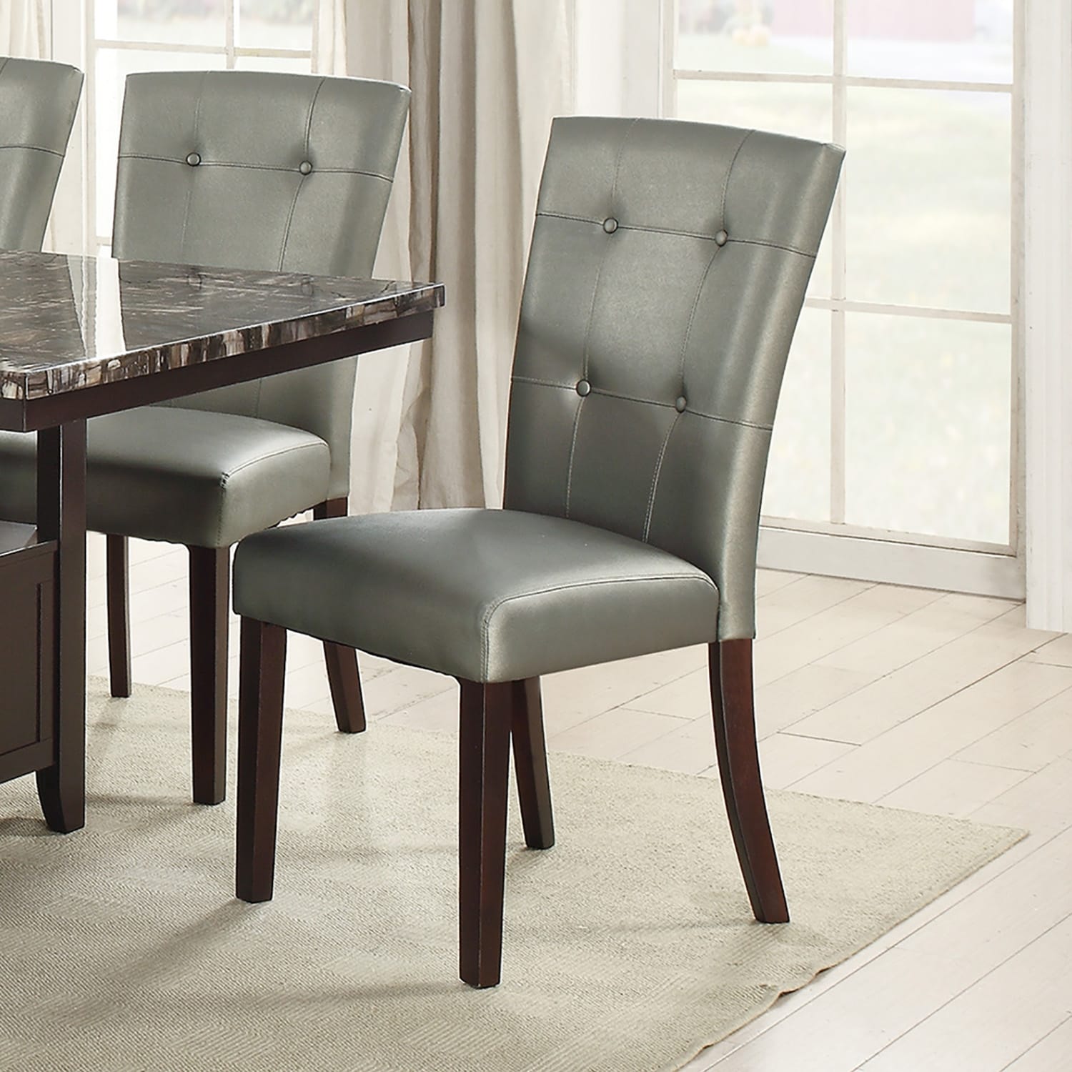 Simple Relax Leather Upholstered Dining Chair,Set of 2 Silver - Walmart.com