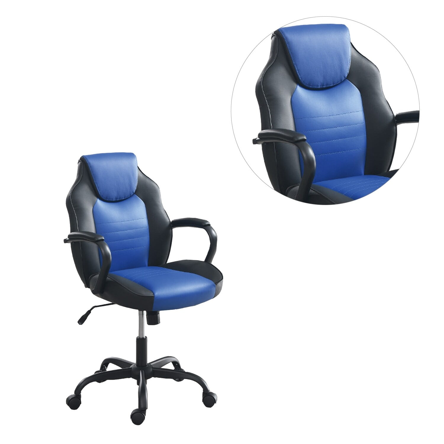 Simple Relax Office Chair with Padded Armrests Black/Blue - Walmart.com