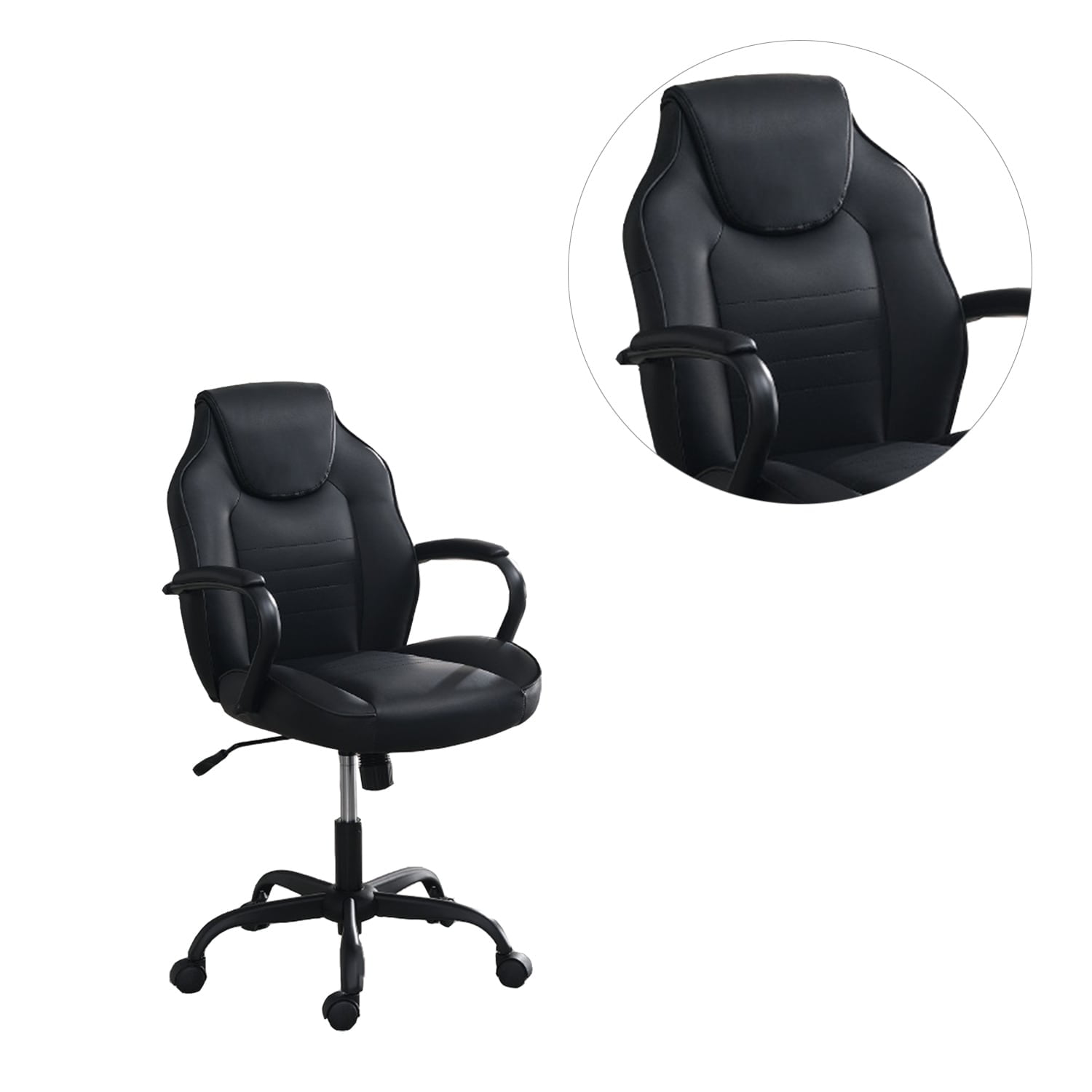 Simple Relax Office Chair with Padded Armrests Black - Walmart.com