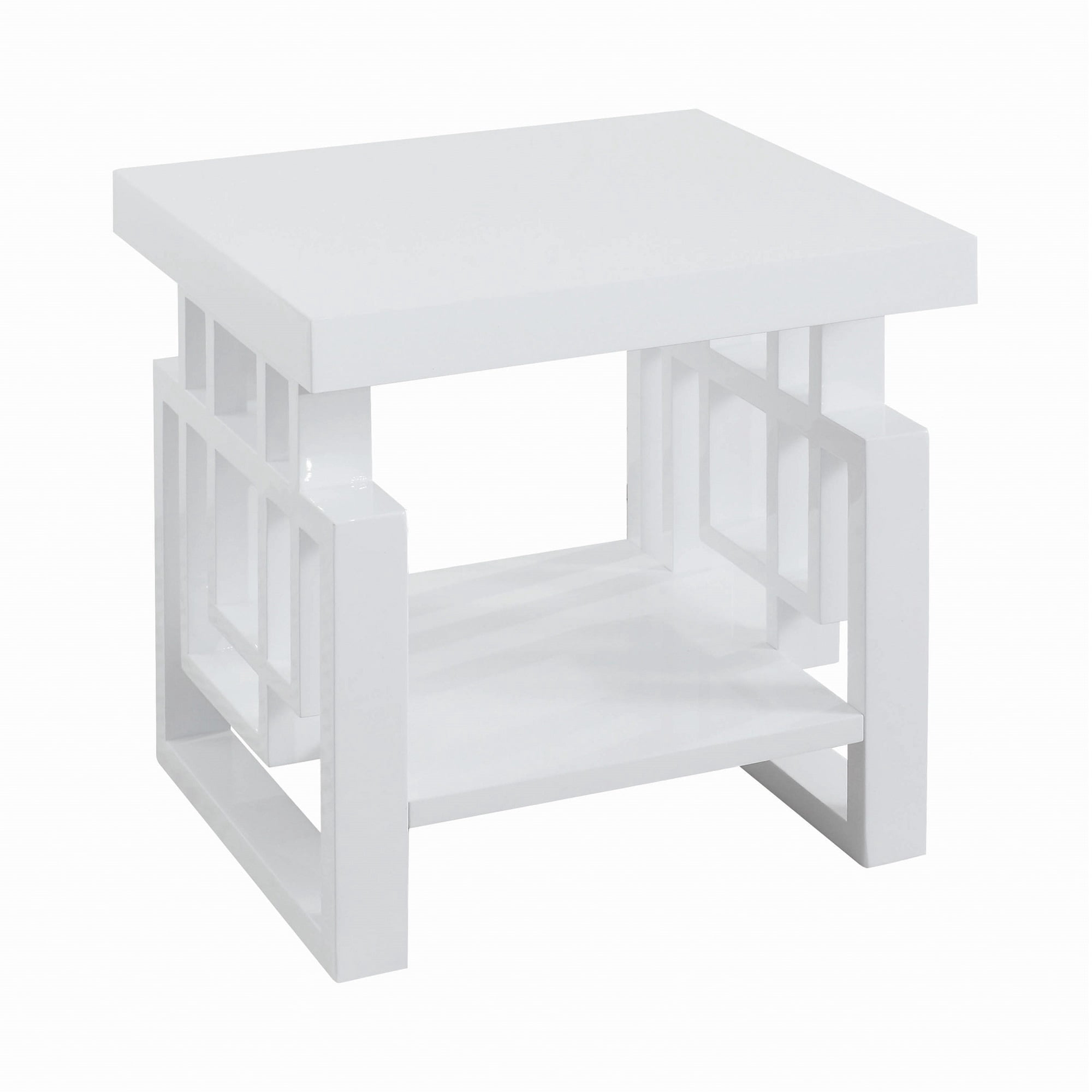 Simple Relax Rectangular End Table with Shelf in White - Walmart.com
