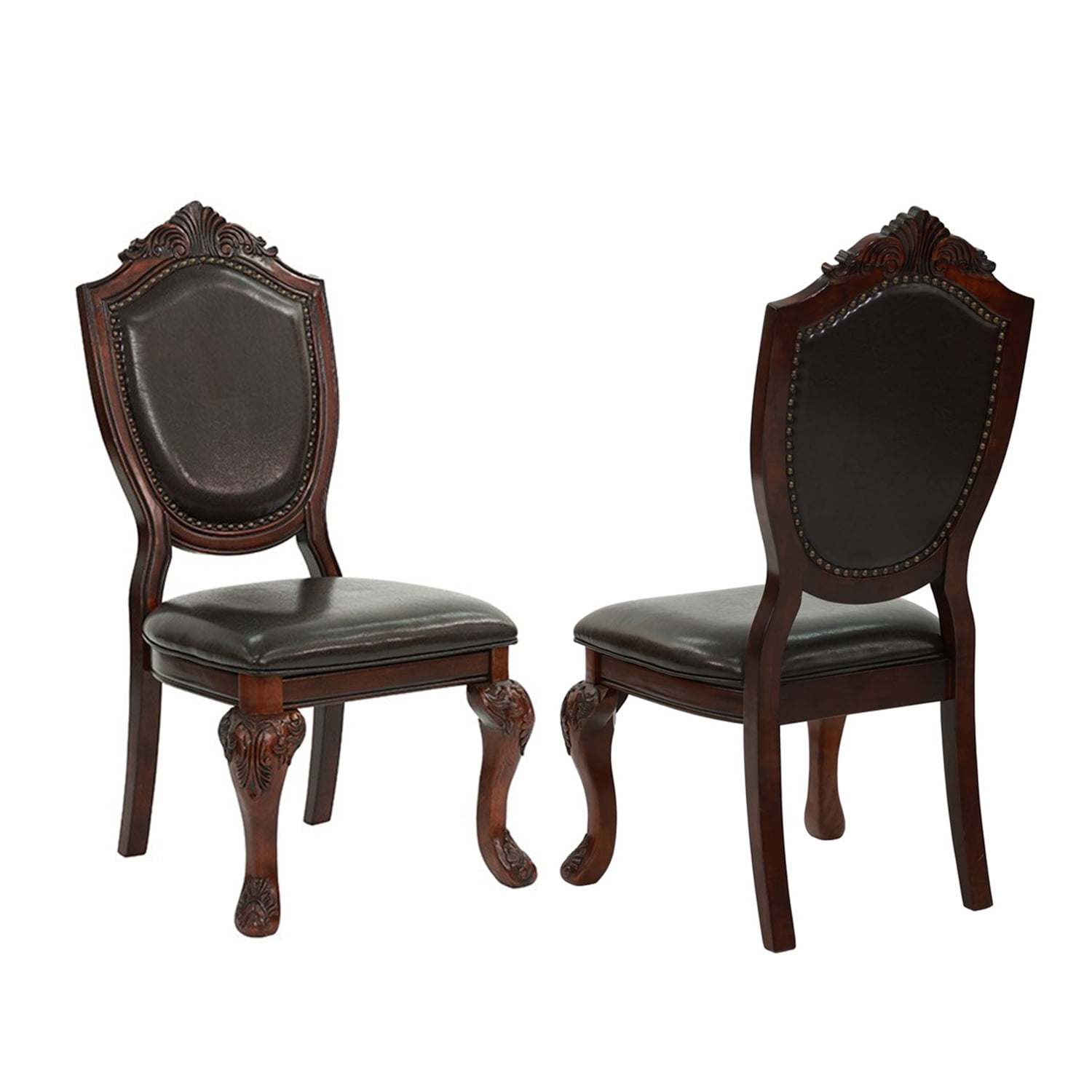 Simple Relax Set Of 2 Dining Chairs with Faux Leather Upholstery in ...