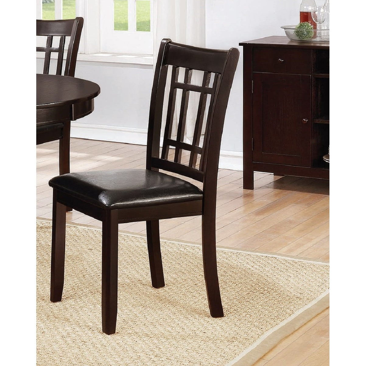 Simple Relax Set of 2 Dining Chairs with Padded Seat in Espresso and ...