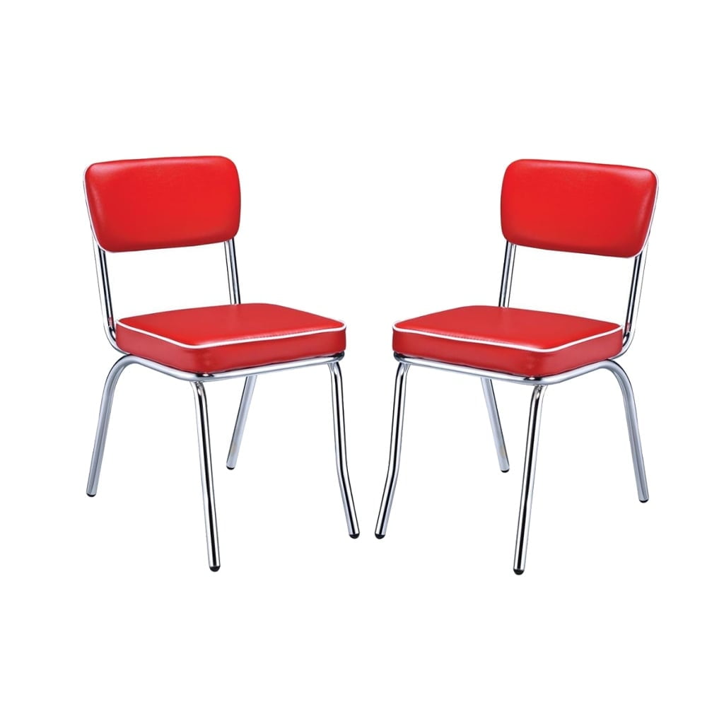 Simple Relax Set of 2 Side Chairs with Cushion, Red - Walmart.com