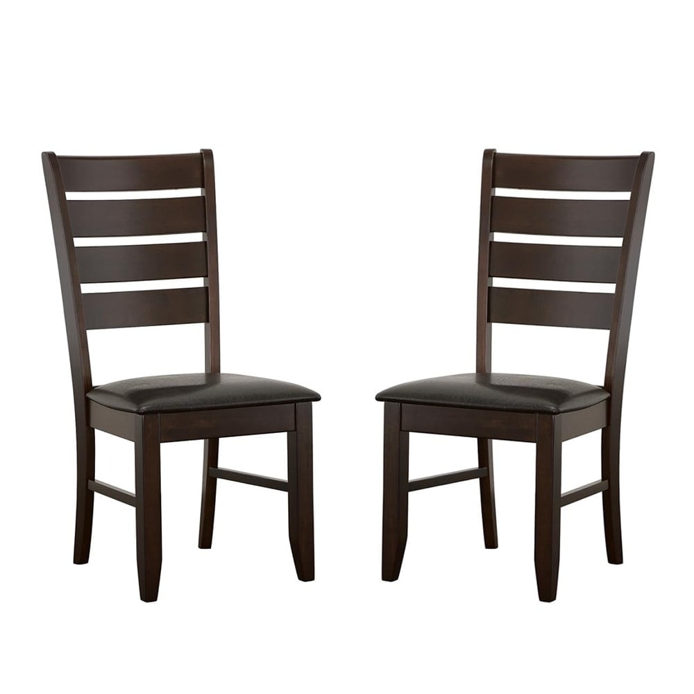 Simple Relax Set of 2 Slat Back Side Chairs in Cappuccino and Black ...