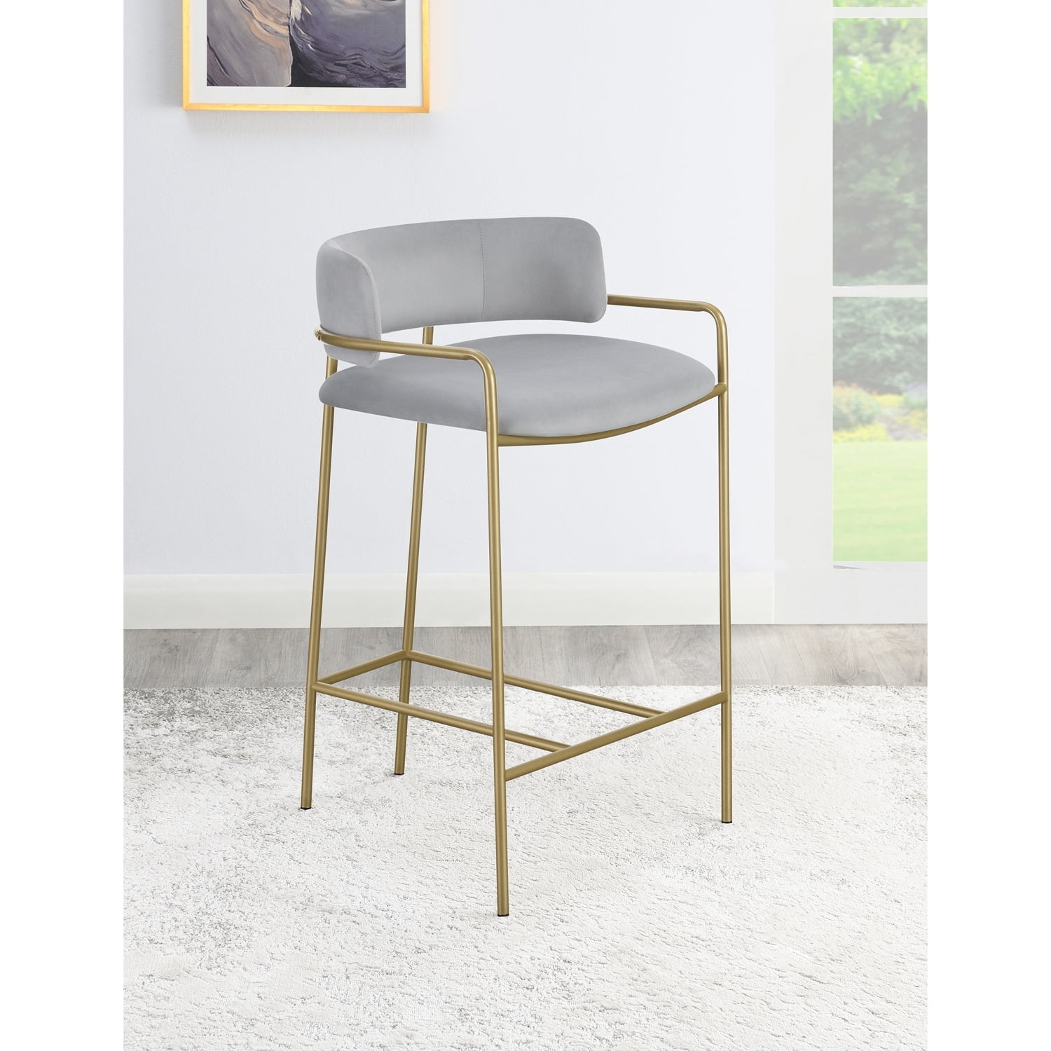Simple Relax Upholstered Low Back Counter Height Stool in Grey and ...