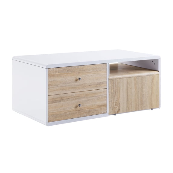 Simple Relax White High Gloss Coffee Table with Drawers & Pull-Out ...