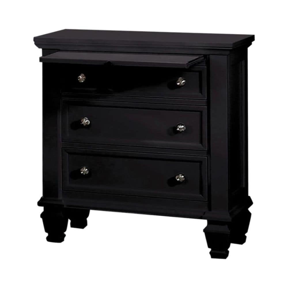 Simple Relax Wood Nightstand with 3 Drawers in Black - Walmart.com