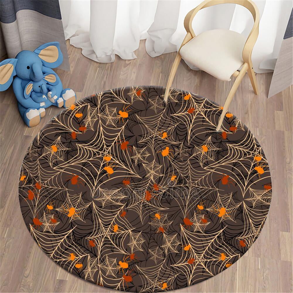 Simple Retro Round Carpet Plush Mat Cartoon Spider Web 3D Print Rug ...