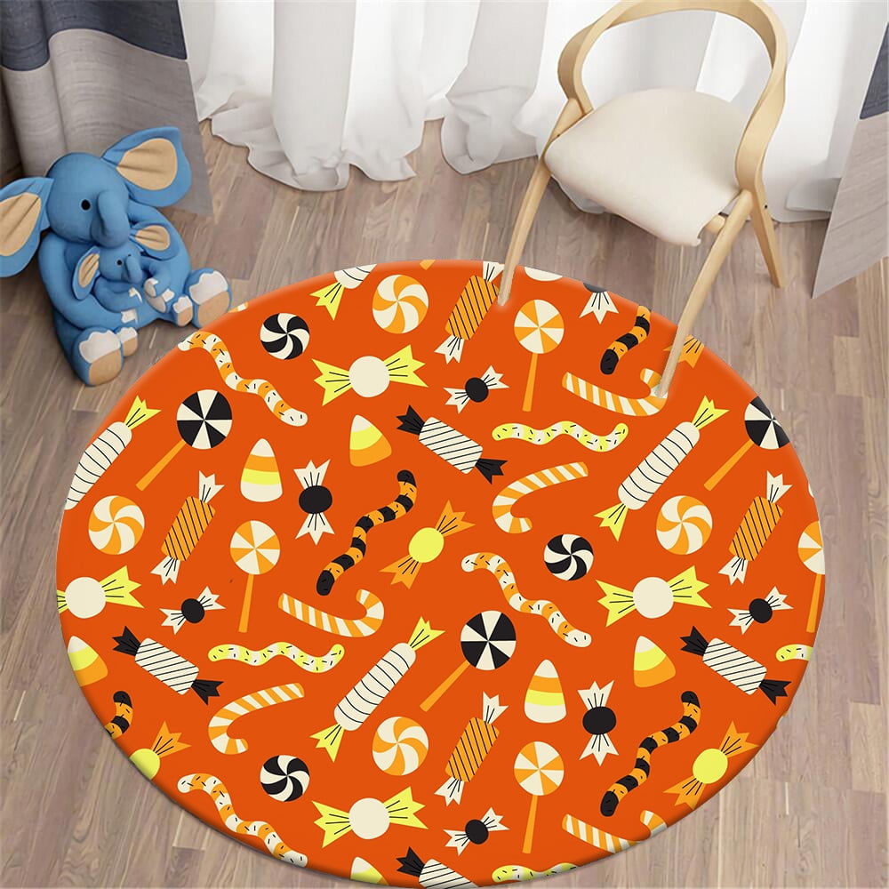 Simple Retro Round Carpet Plush Mat Cartoon Spider Web 3D Print Rug ...