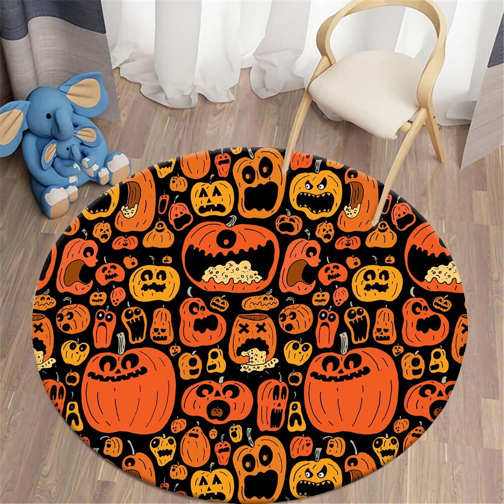 Simple Retro Round Carpet Plush Mat Cartoon Spider Web 3D Print Rug ...