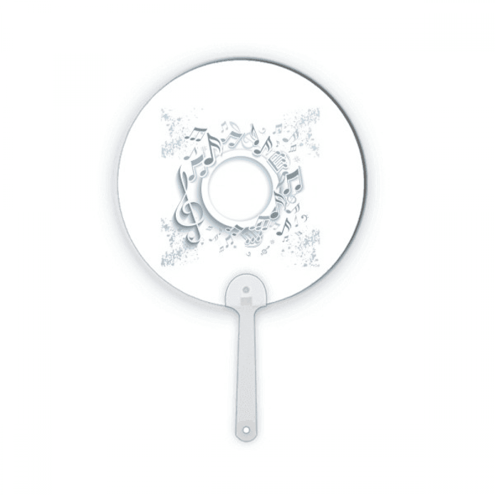 Simple Rotatg Music Notes White Plastic Round Handheld Fan Decorations ...