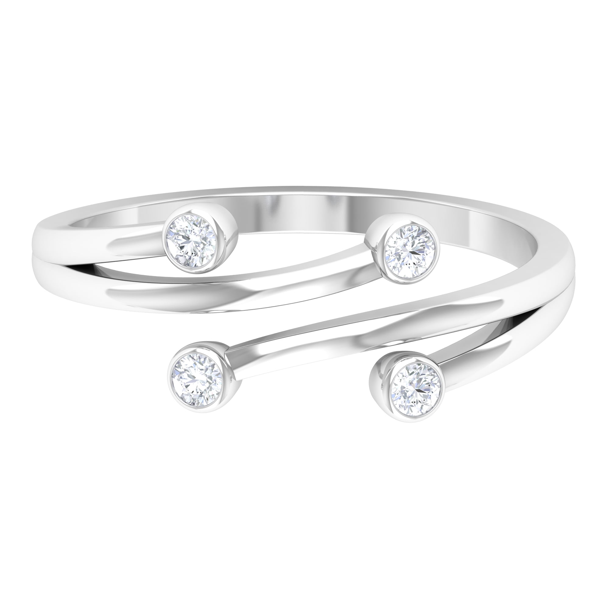 Rosec Jewels Simple Round Cut Diamond Wrap Ring in Bezel Setting, 14K ...