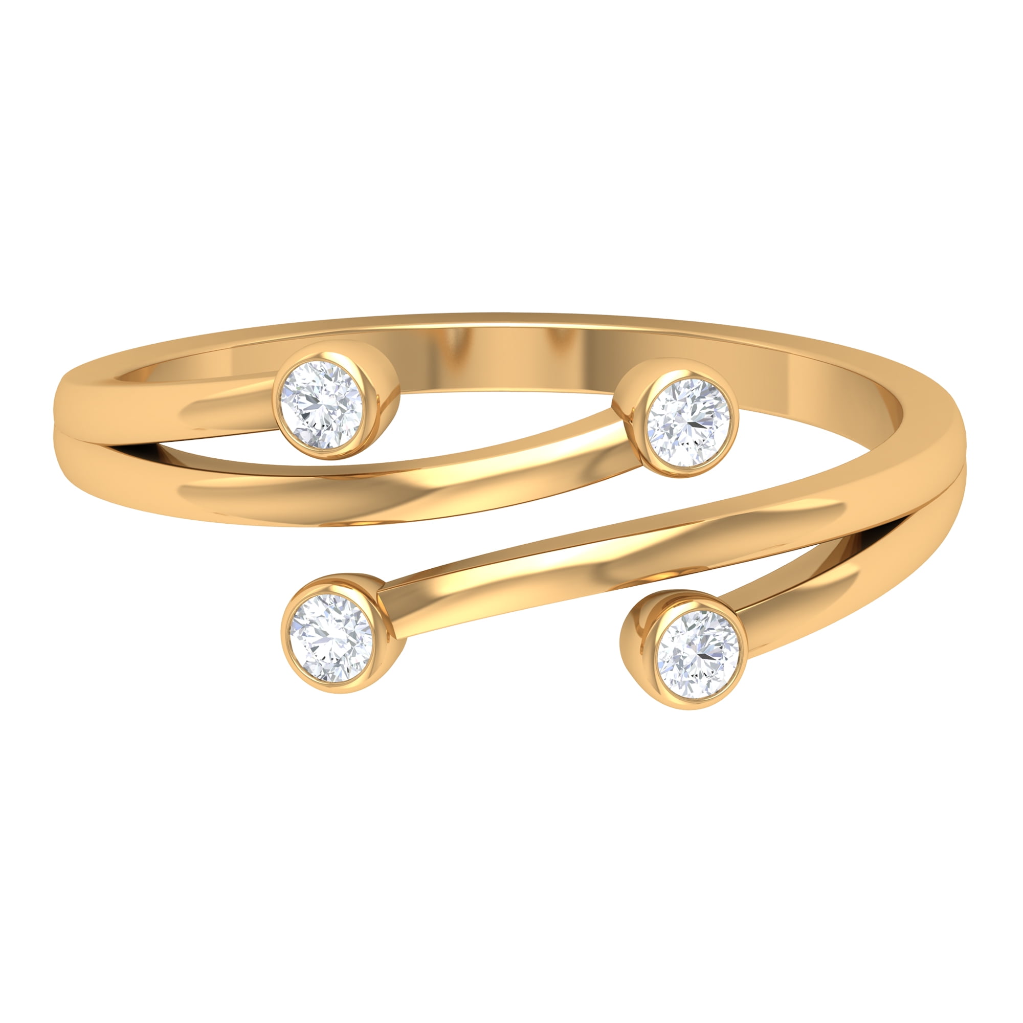 Rosec Jewels Simple Round Cut Diamond Wrap Ring in Bezel Setting, 14K ...