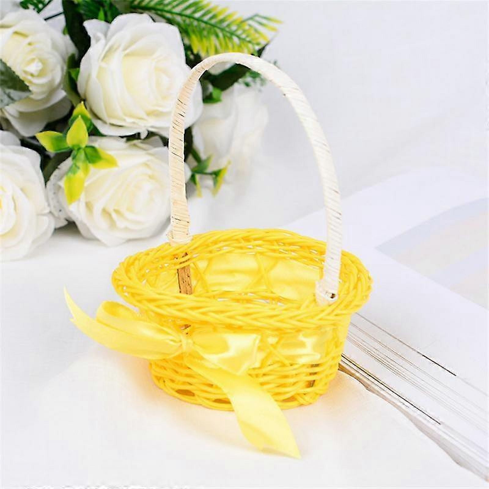 Simple Round Small Flower Basket Imitation Rattan Woven Hand-held ...