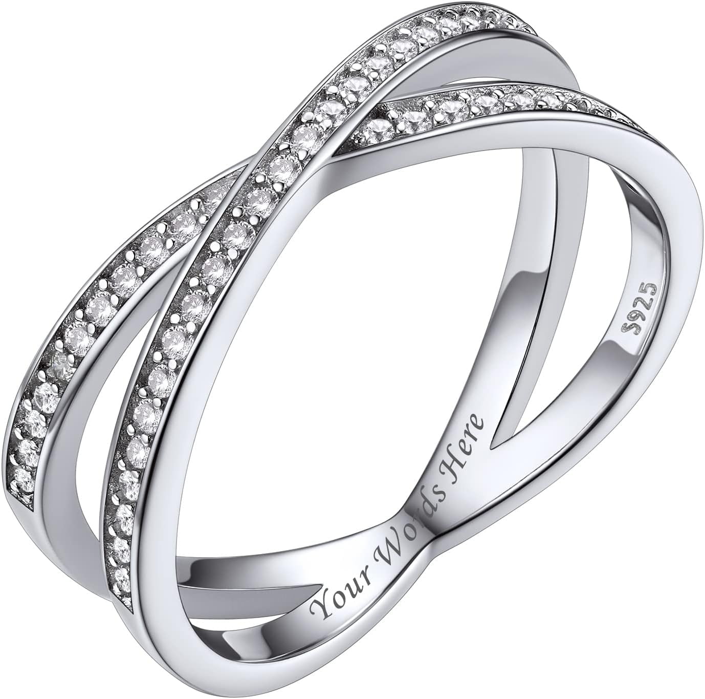 Simple S925 Sterling Silver Infinity Knot Rings Cubic Zirconia Rings ...