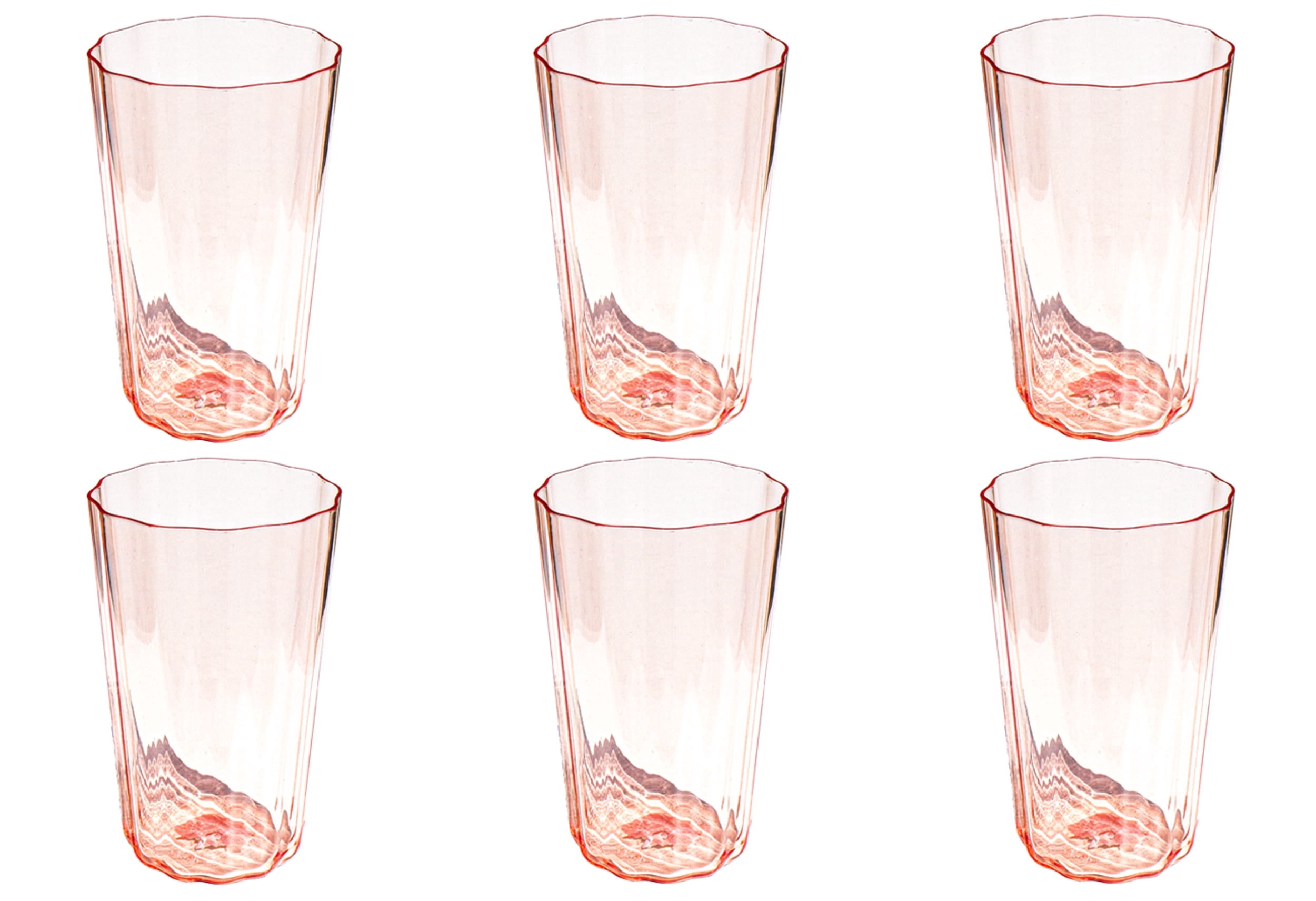 Simple Scallop Acrylic Drinking Glass - Pink - 22 oz - Set of 6 ...
