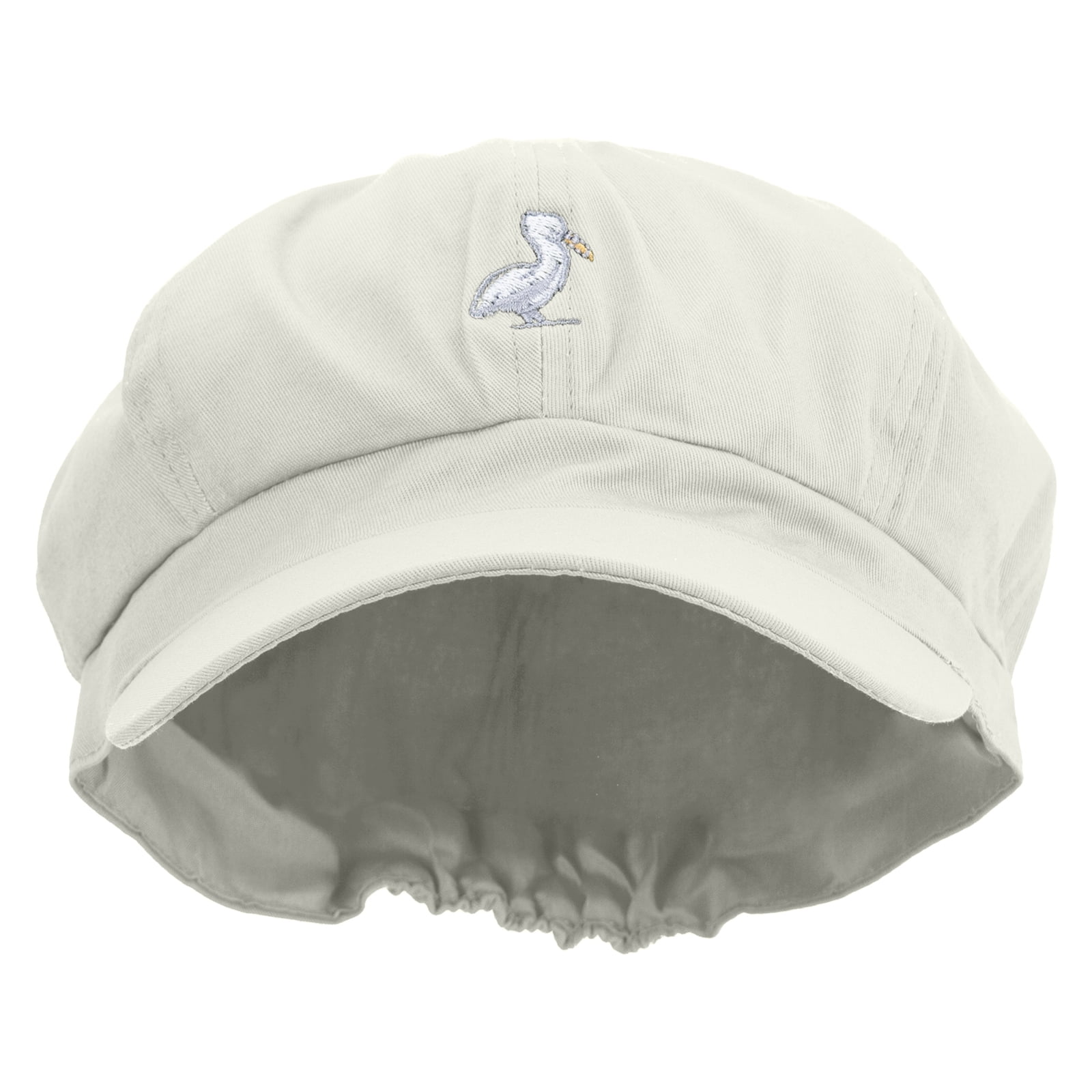 Simple Seagull Logo Embroidered Cotton Elastic Newsboy Cap - White OSFM ...