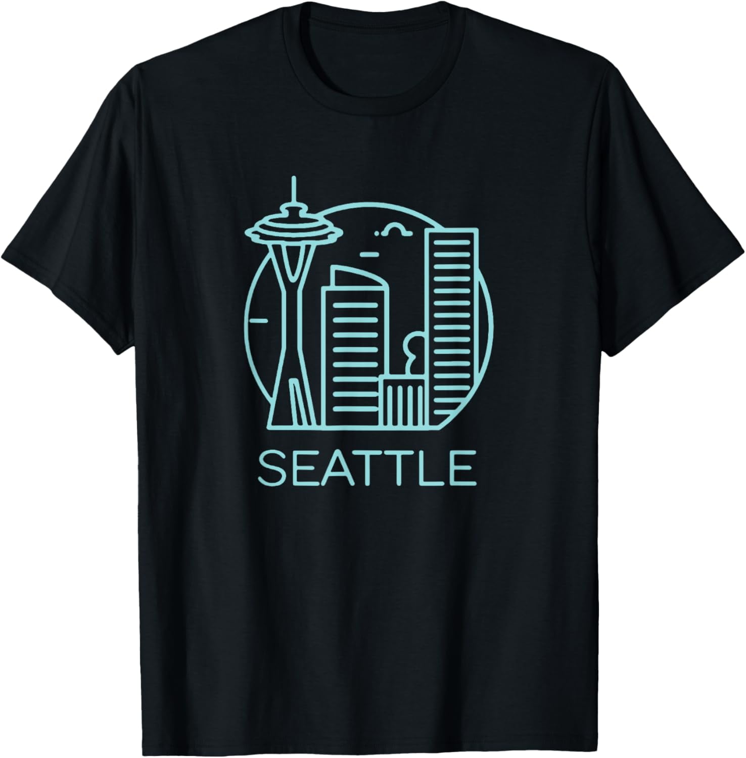Simple Seattle Downtown Cityscape Emerald Color T-Shirt - Walmart.com