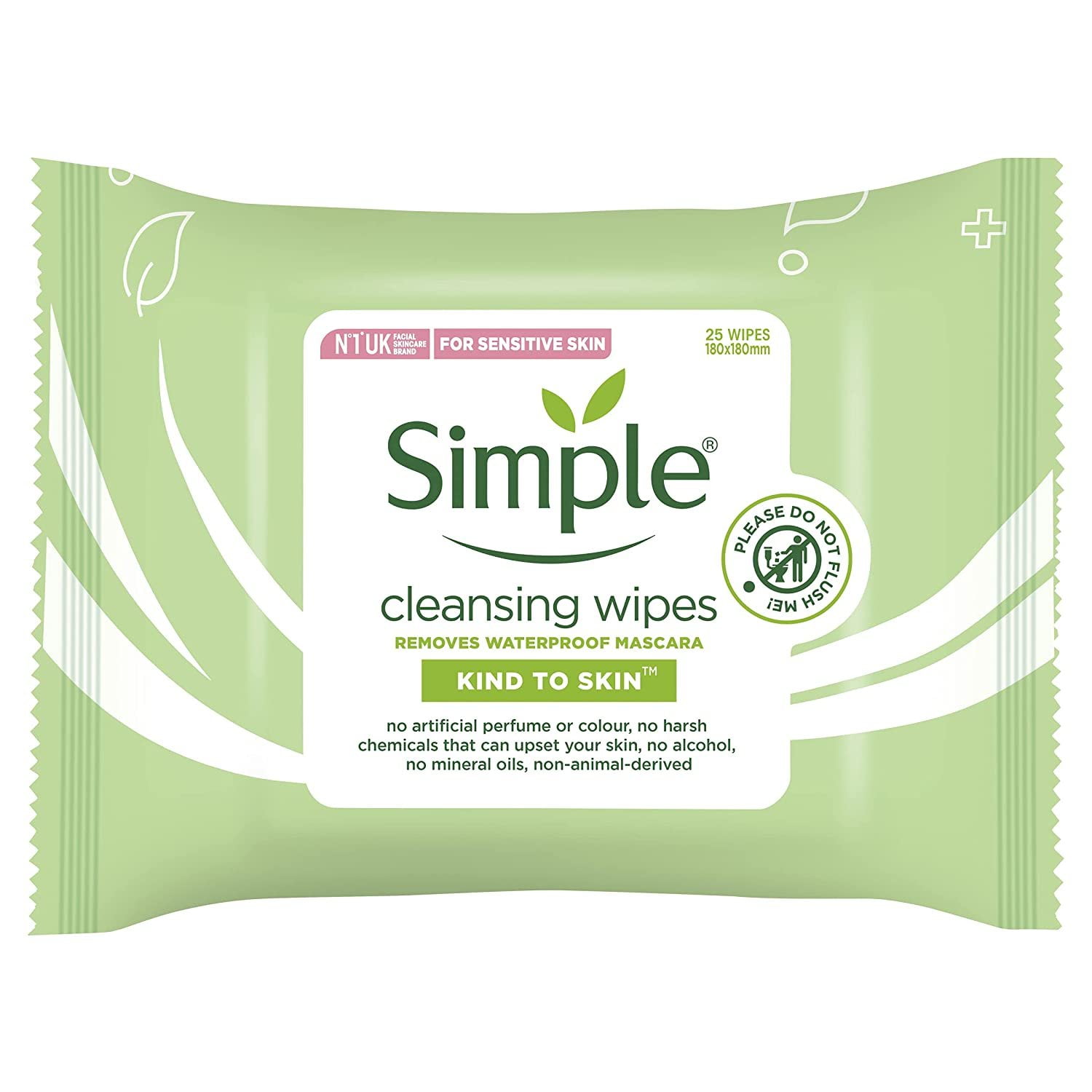 Simple Sensitive Kind To Skin Cleansing Facial Wipes Mascara Remover 25 ...