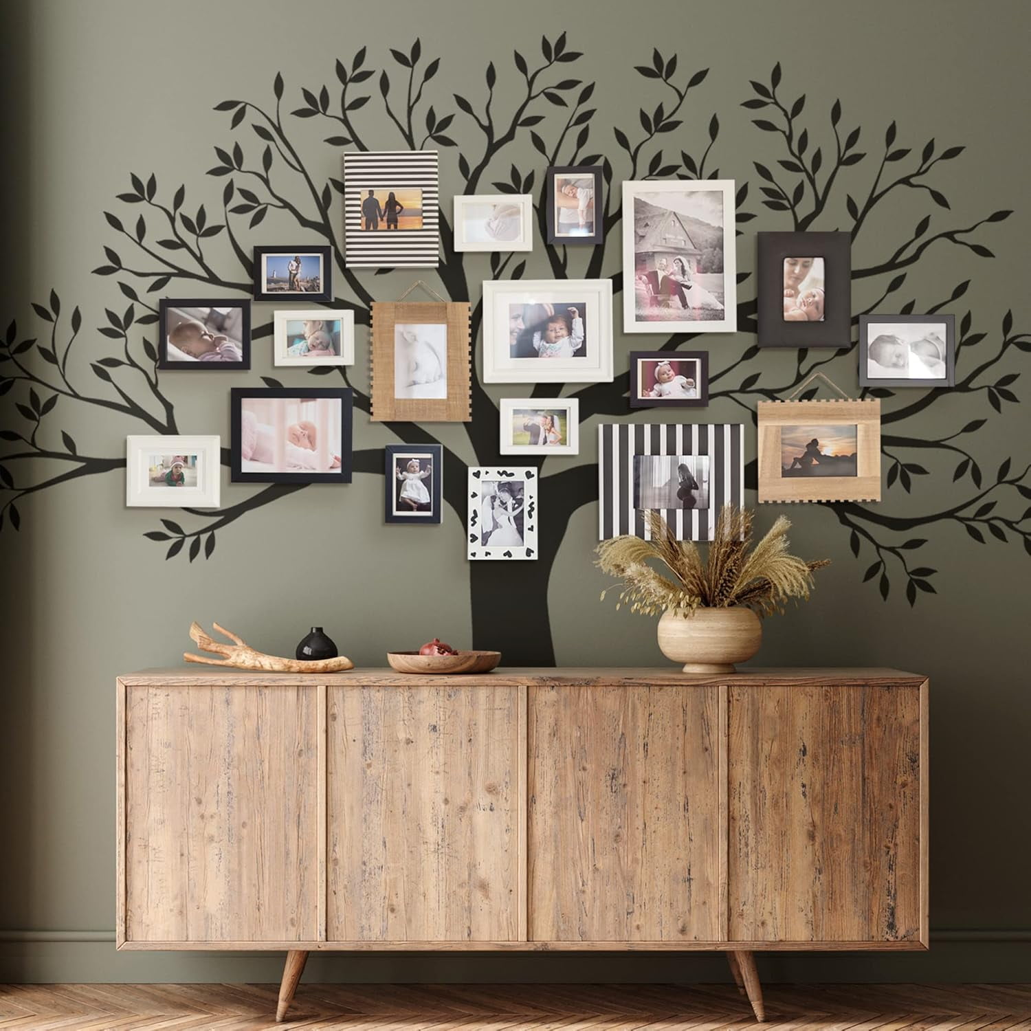 Simple Shapes Family Tree Wall Decal (Black, Standard Size : 107" w x ...